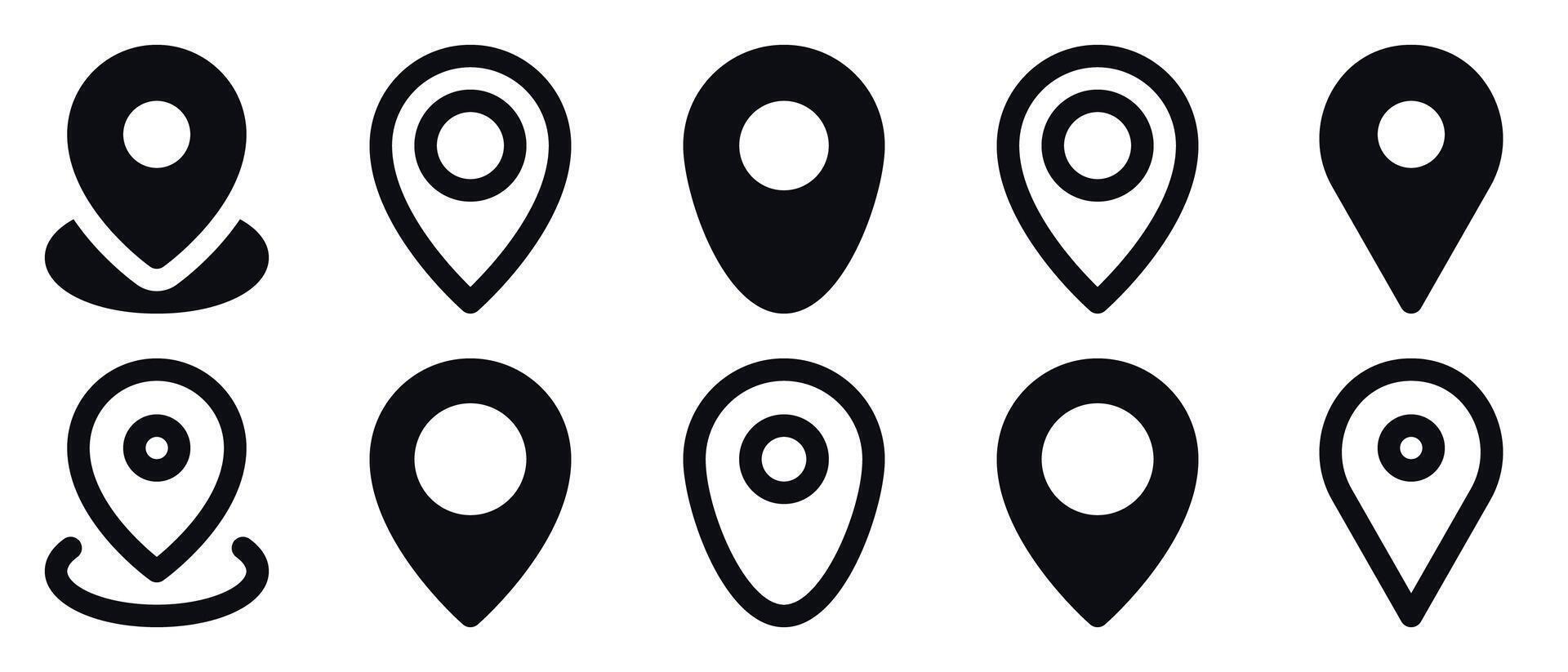 Map Pin Icon Set - Location, Navigation, and Marker Symbols 38252190 Vector Art at Vecteezy