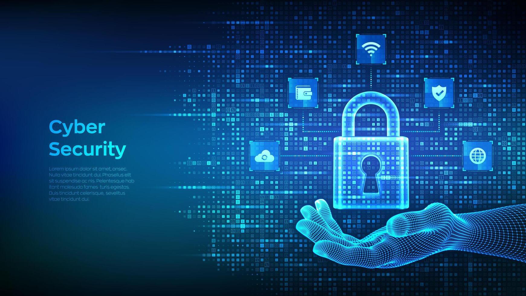 Cyber Security Data Protection Internet Network Security Technology Concept Padlock Lock