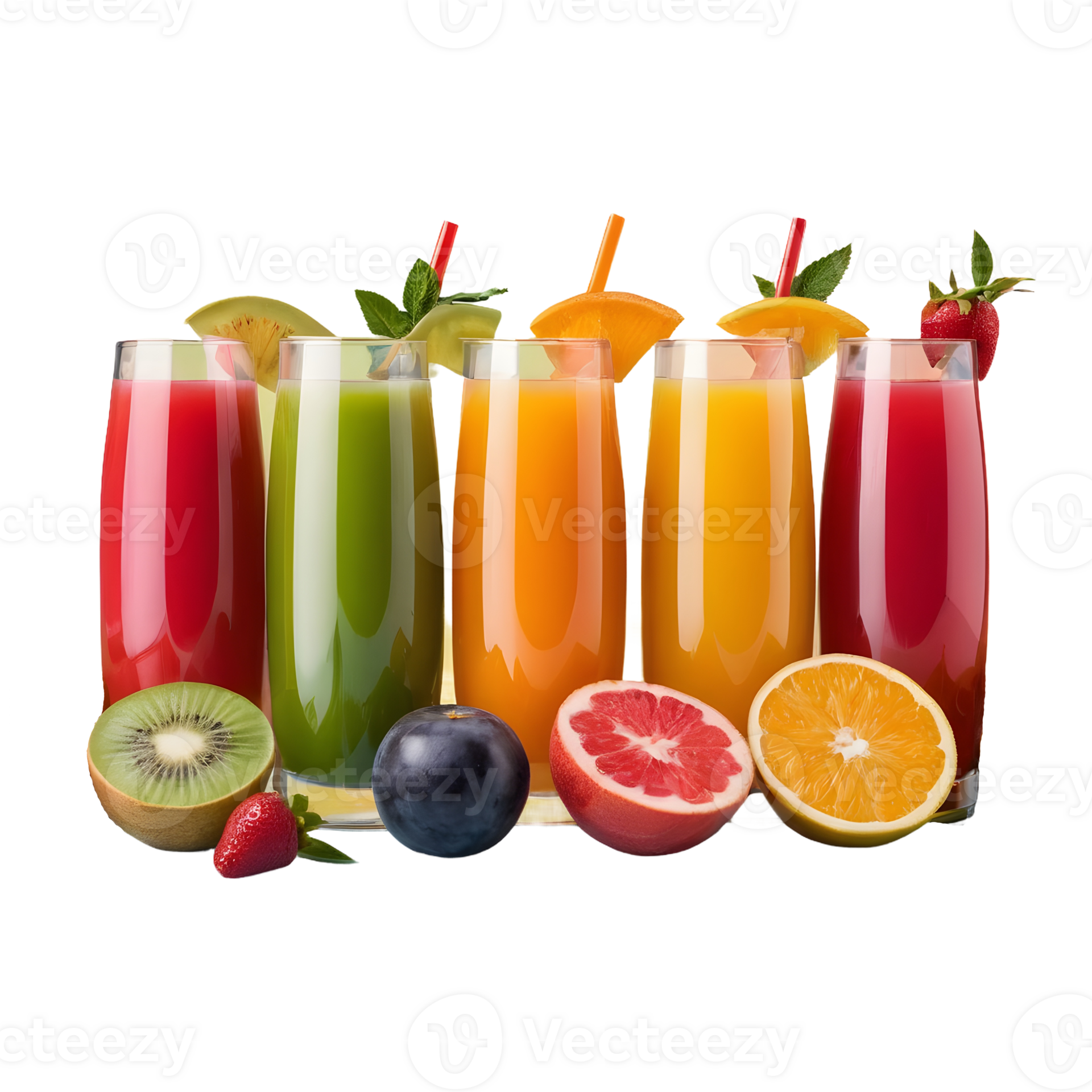AI generated Transparent background showcasing fresh fruit juices isolated 38263958 PNG