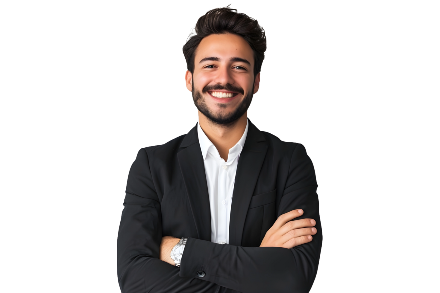 AI generated a man in a suit standing with his arms crossed 38277200 PNG