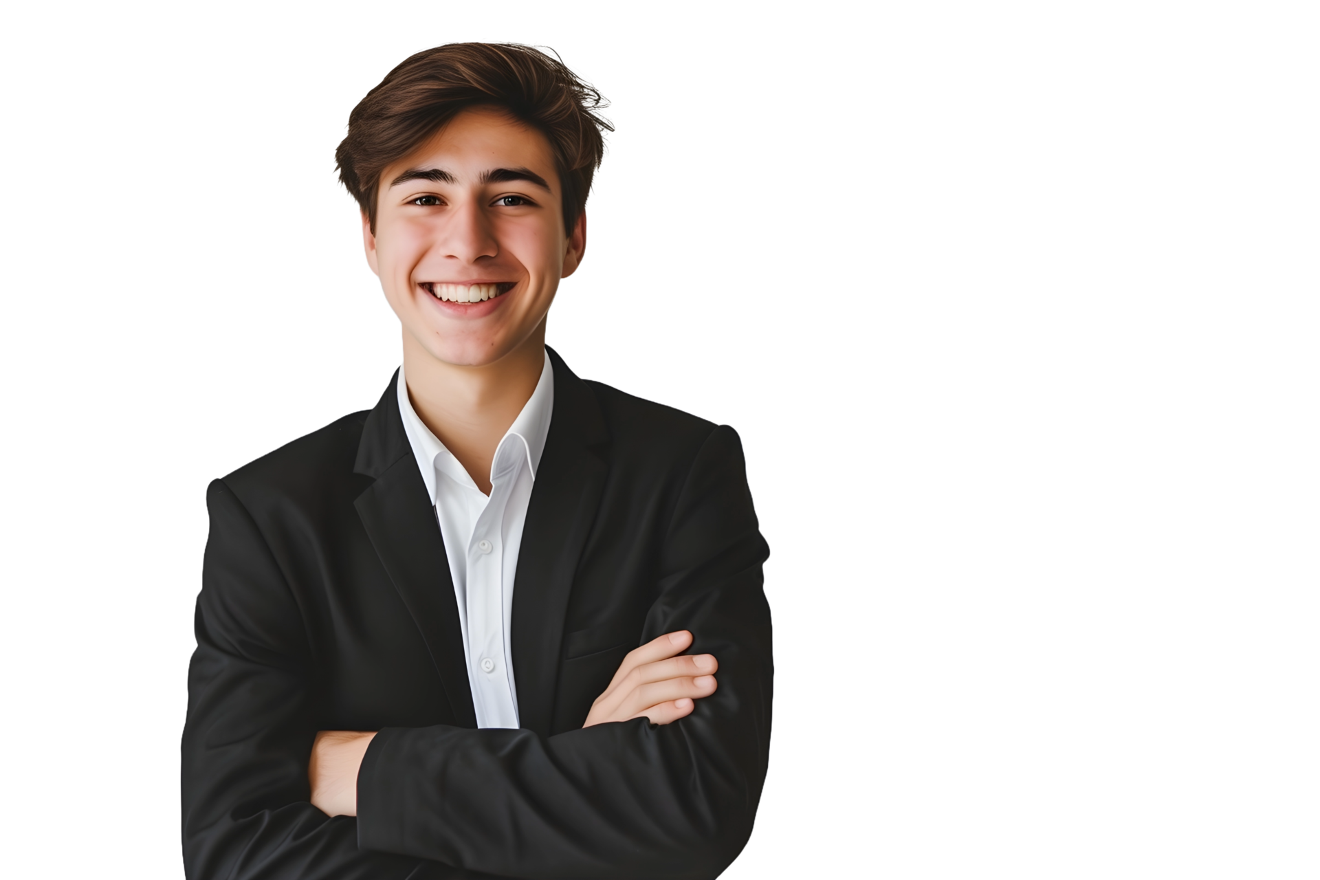 AI generated a man in a suit standing with his arms crossed 38277436 PNG