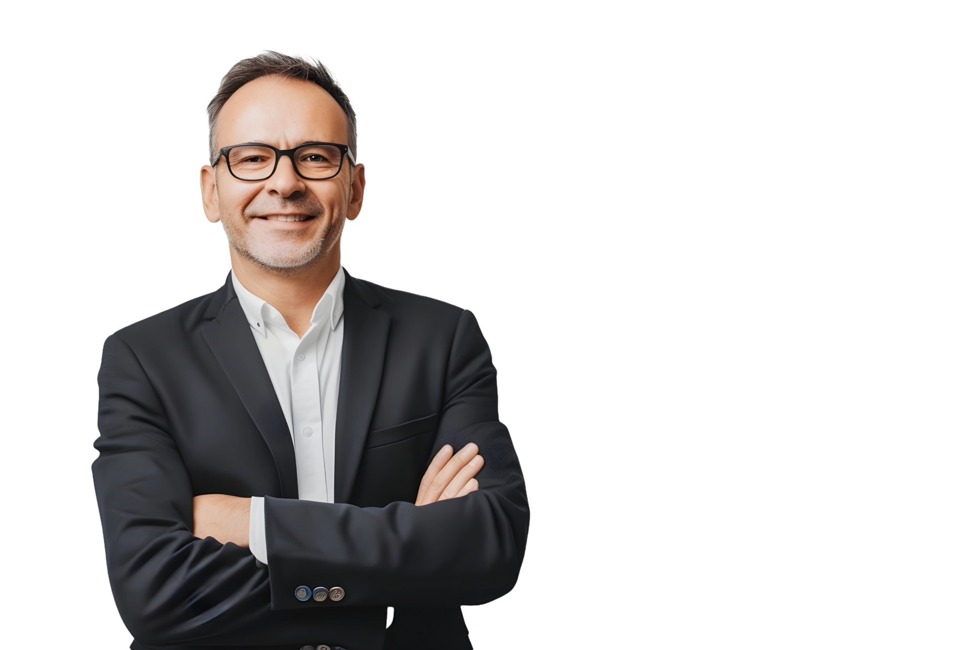 AI generated a man in a suit standing with his arms crossed 38277438 PNG