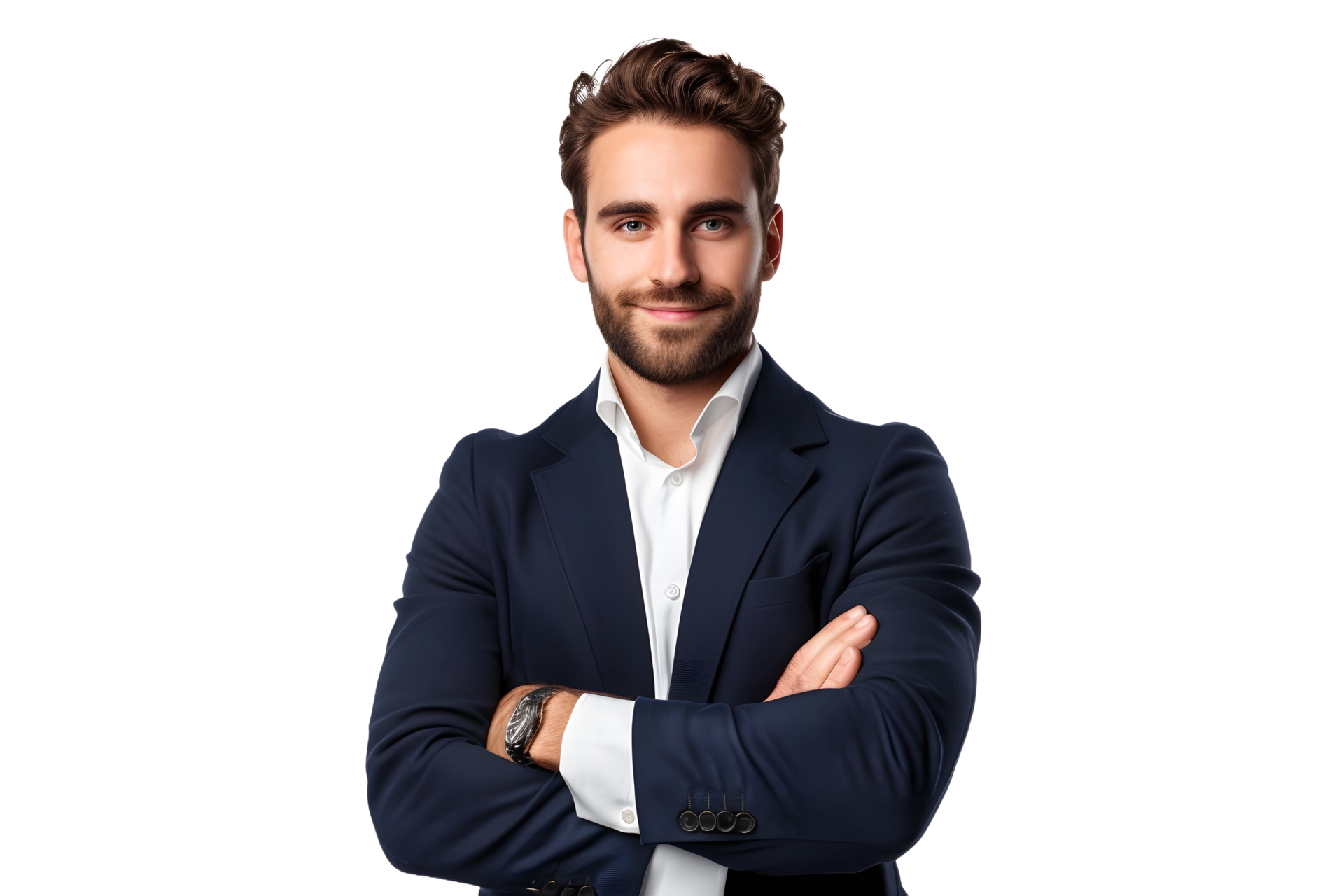 AI generated a man in a suit standing with his arms crossed 38277442 PNG