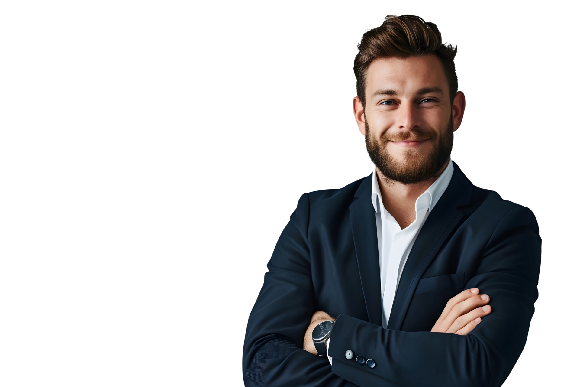 AI generated a man in a suit standing with his arms crossed 38277447 PNG