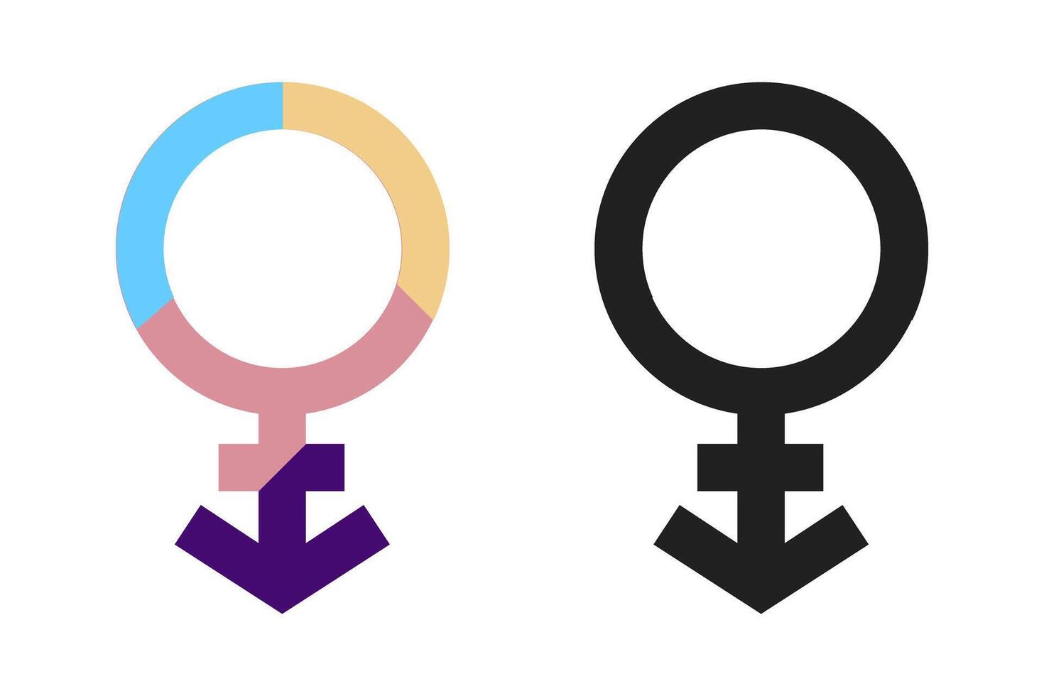 Transgender Sex Icon Set Androgynous And Intersex Gender Identity Sign Colorful Transgender