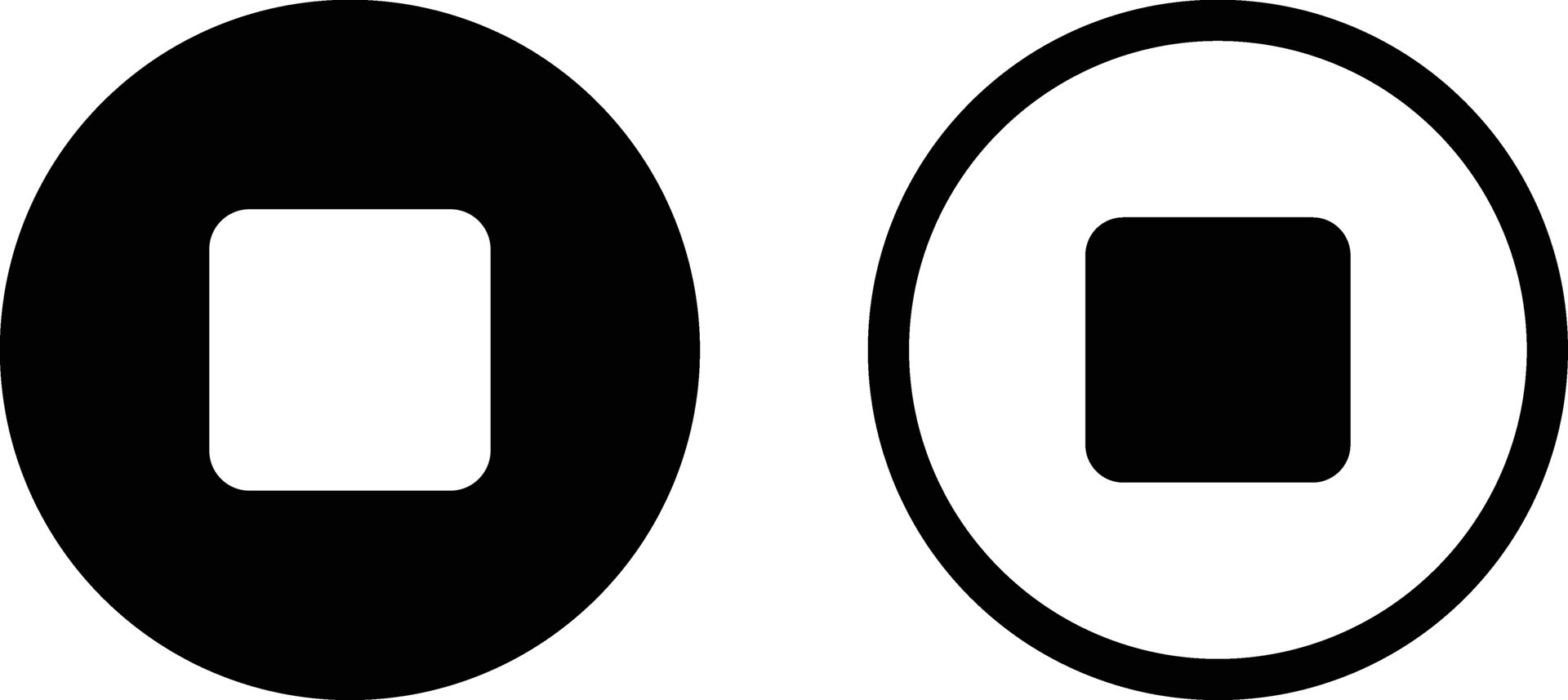 Stop button icon set in two styles . Media stop button icon vector ...