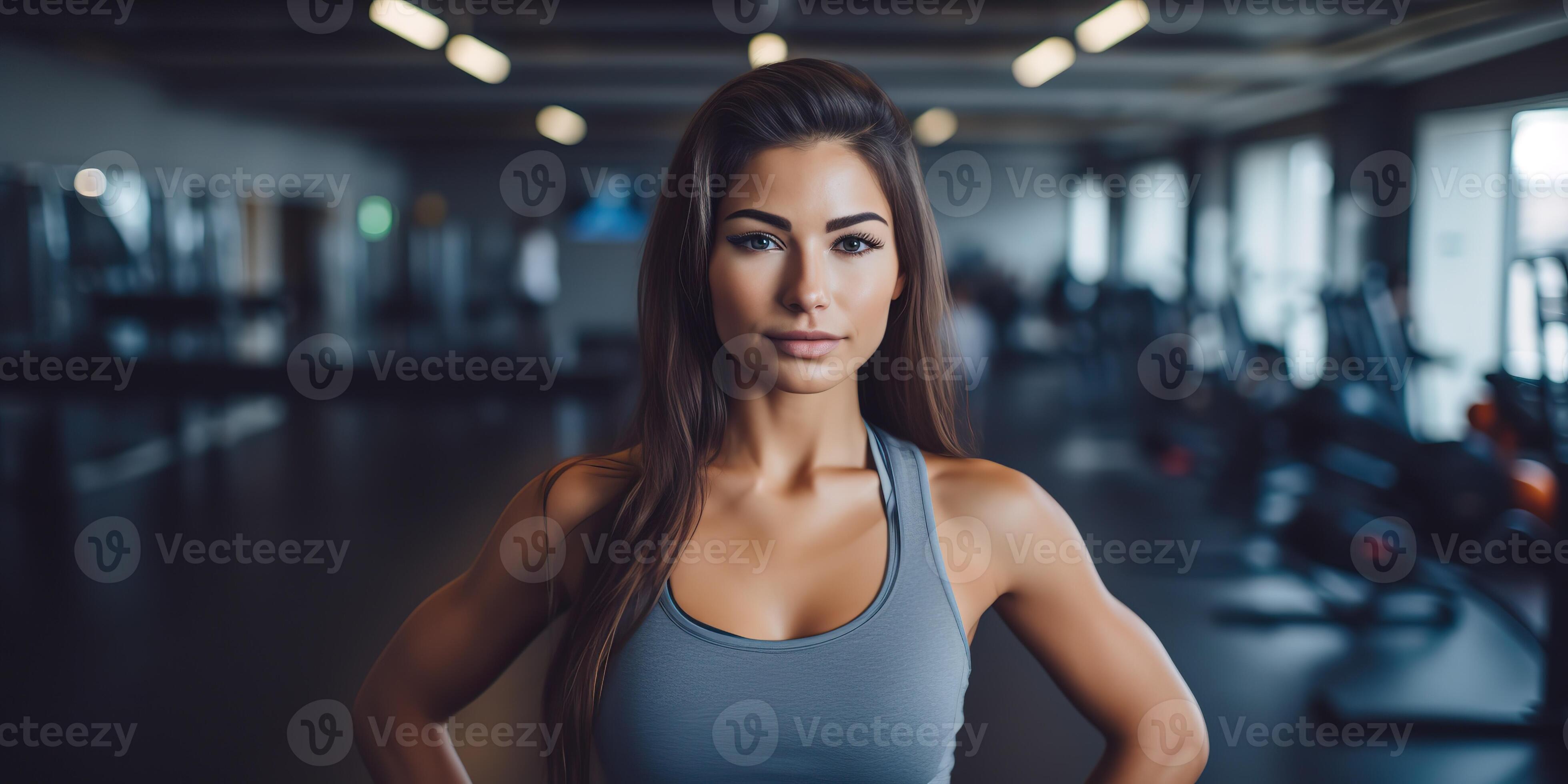 Ai Generated Fit Sporty Woman Girl Female Athlete At Gym Background In Good Shape And Sport
