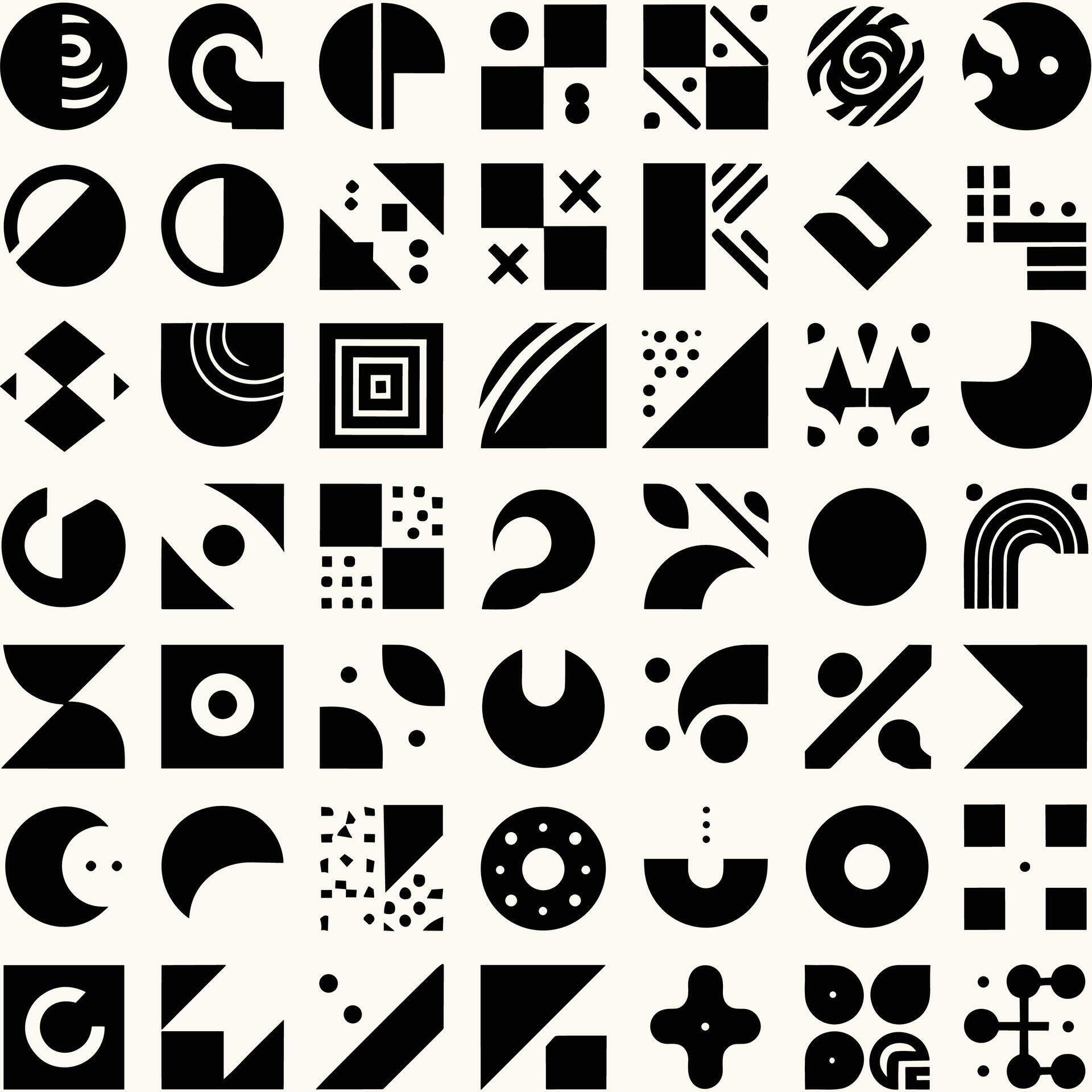 Abstract and basic shapes collection. Minimalist symbols. Black ...