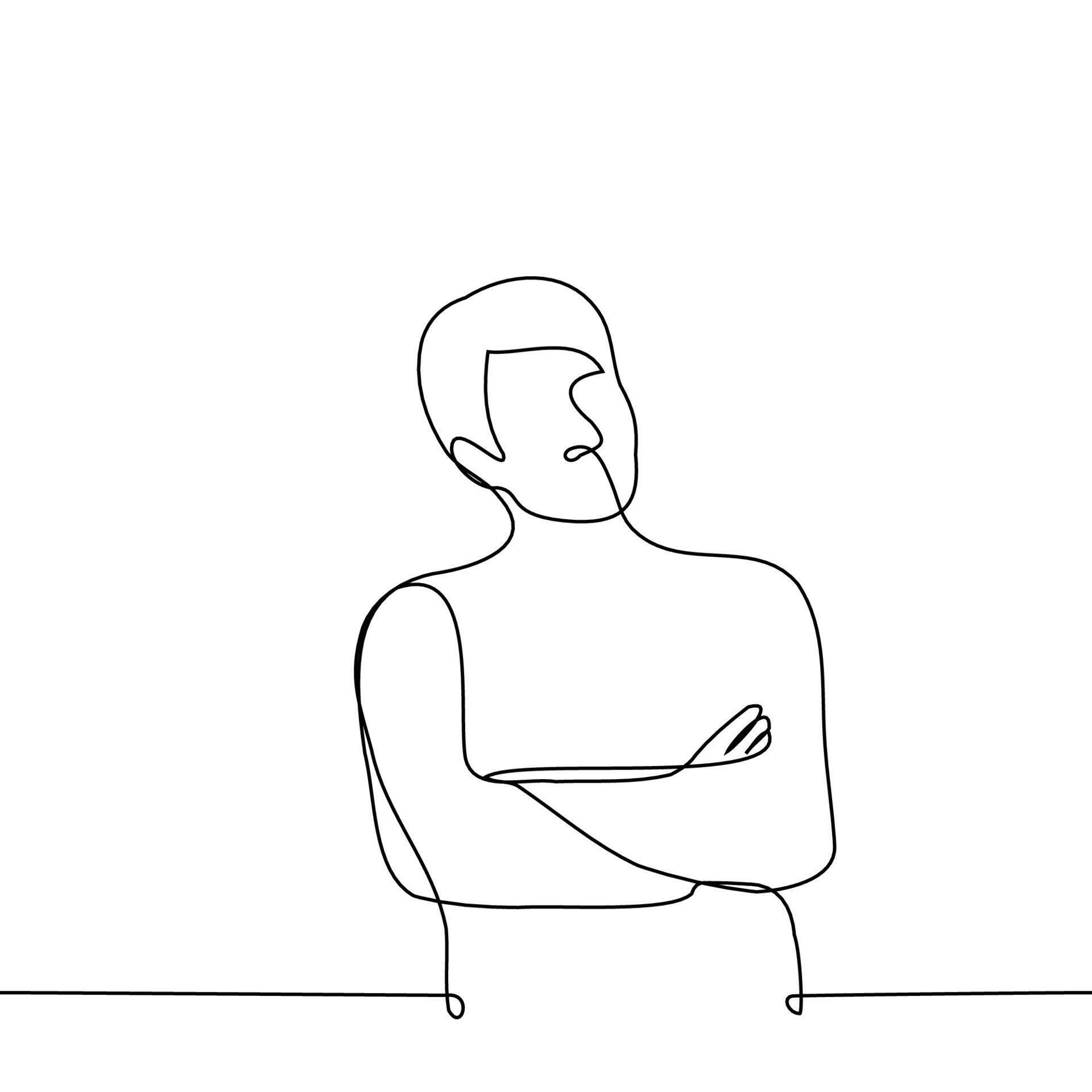 Man Crossed His Arms And Tilted His Head He Looks Accusing Or Full Of Skepticism One Line