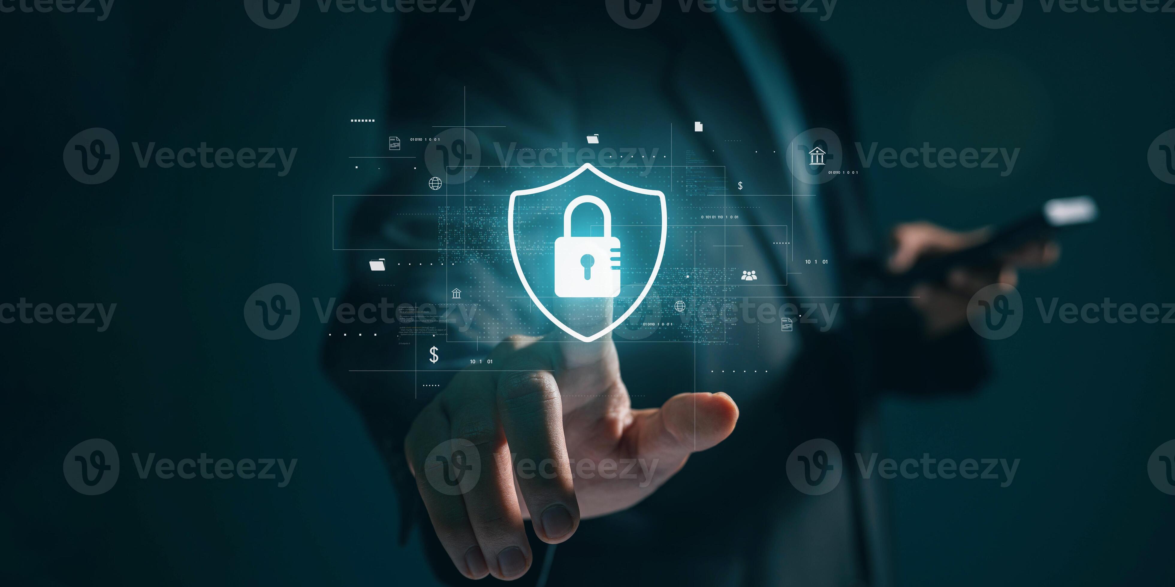 Cybersecurity And Privacy Concepts To Protect Data Lock Icon And Internet Network Security