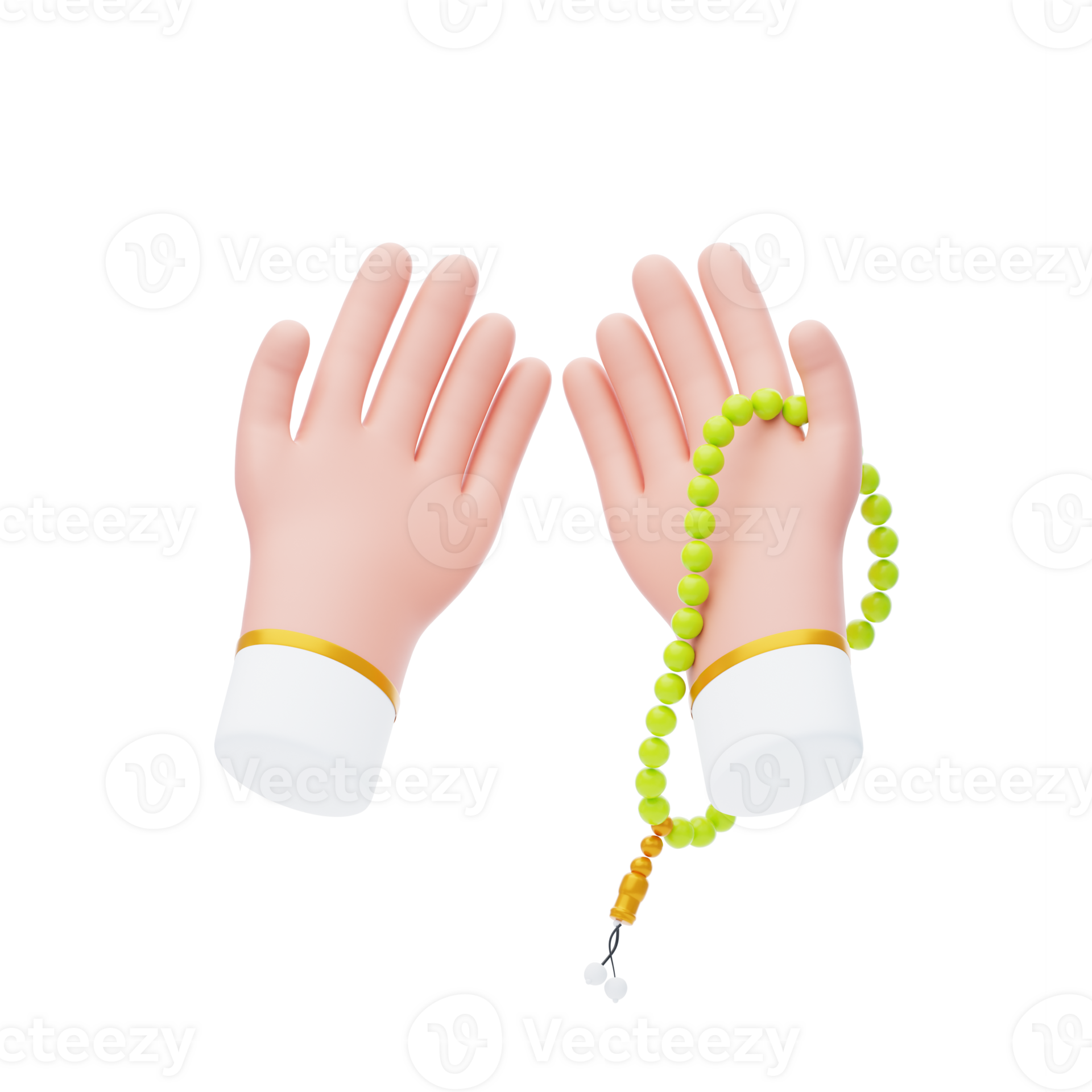 Prayer Hands 3d Icon Muslim Man Hands Holding Rosary 3d Illustration