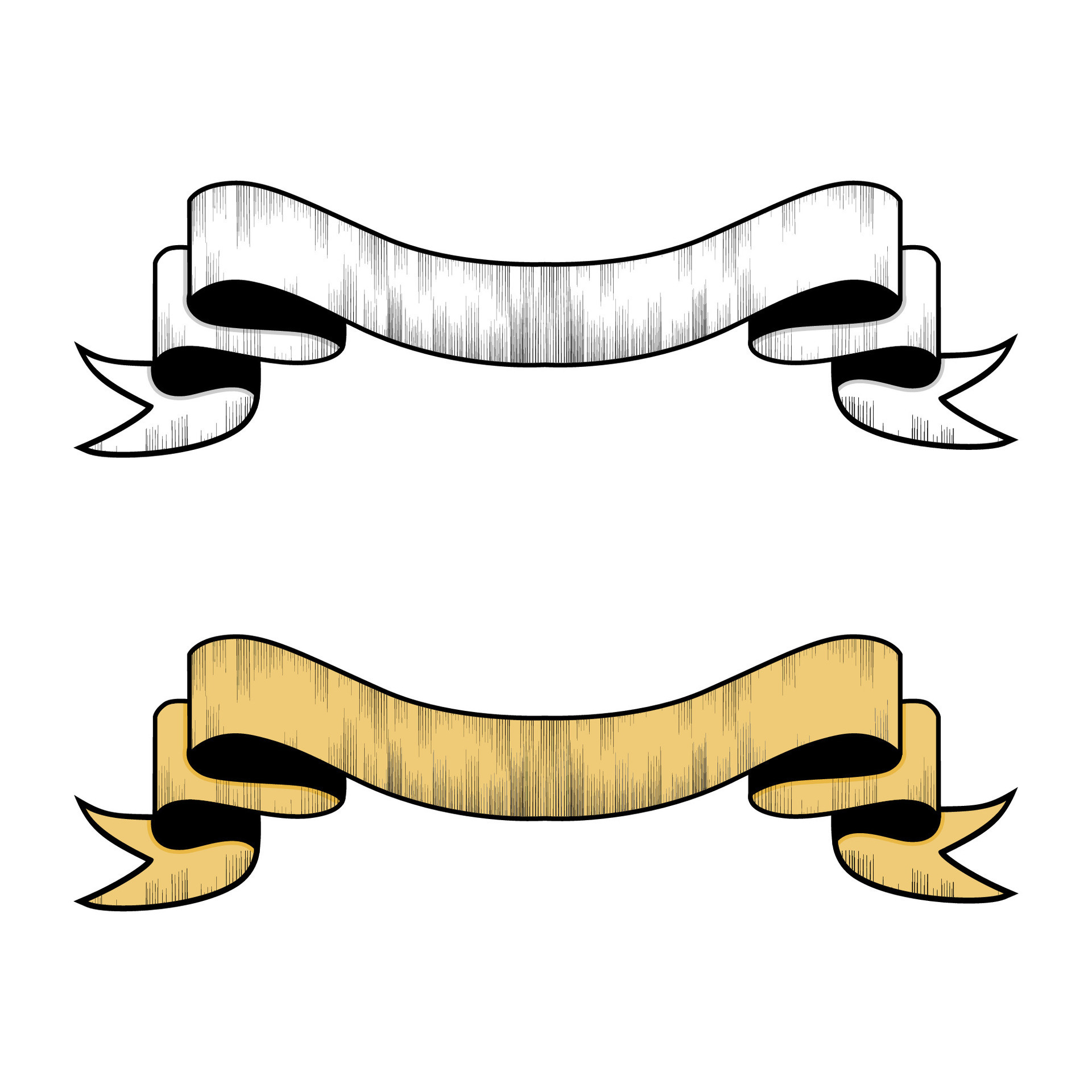 hand drawing ribbon in engraving old vintage style design element, label, badge and borders ...