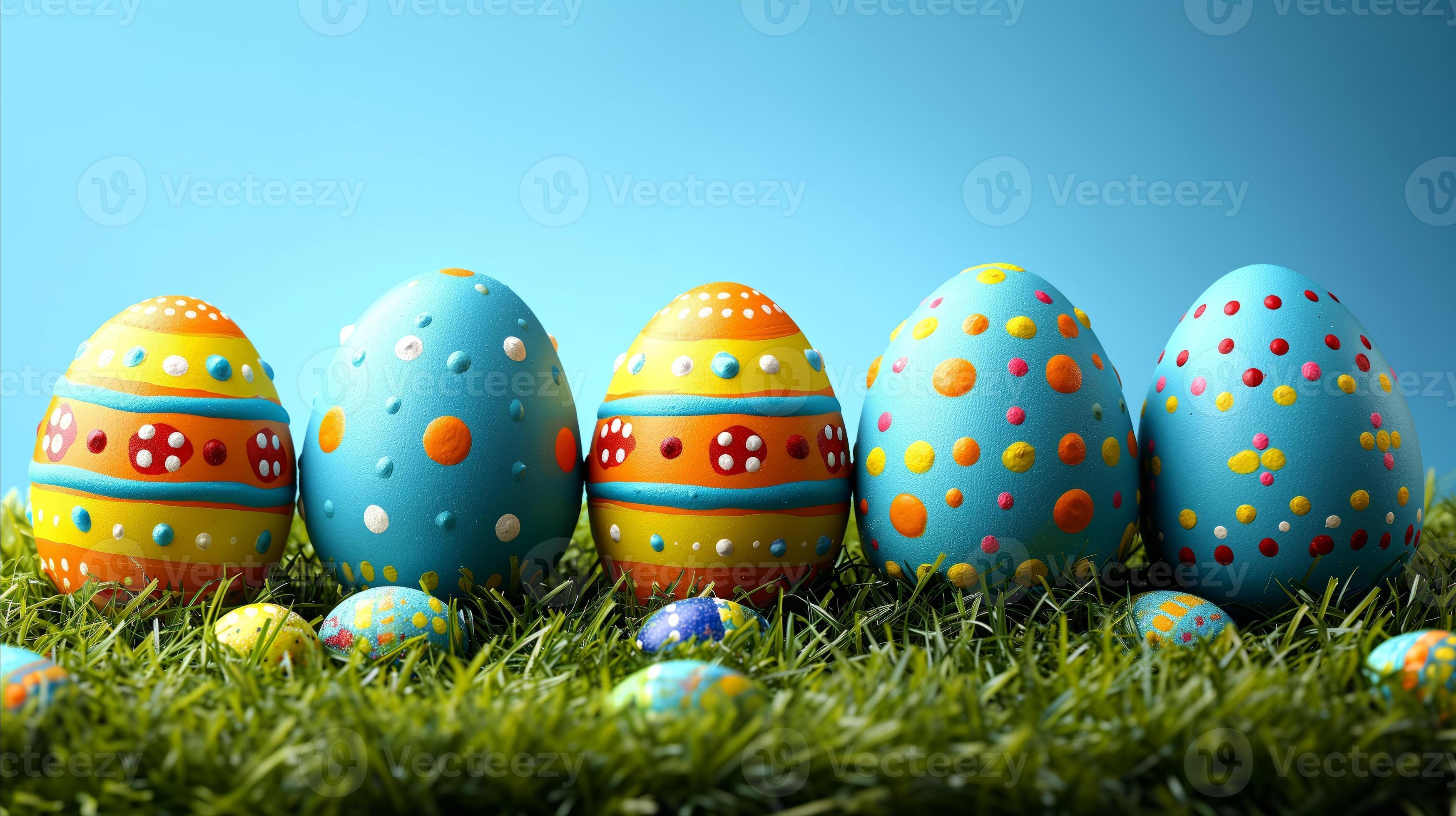 AI generated Rows of colorful Easter eggs lined up. 38374780 Stock ...