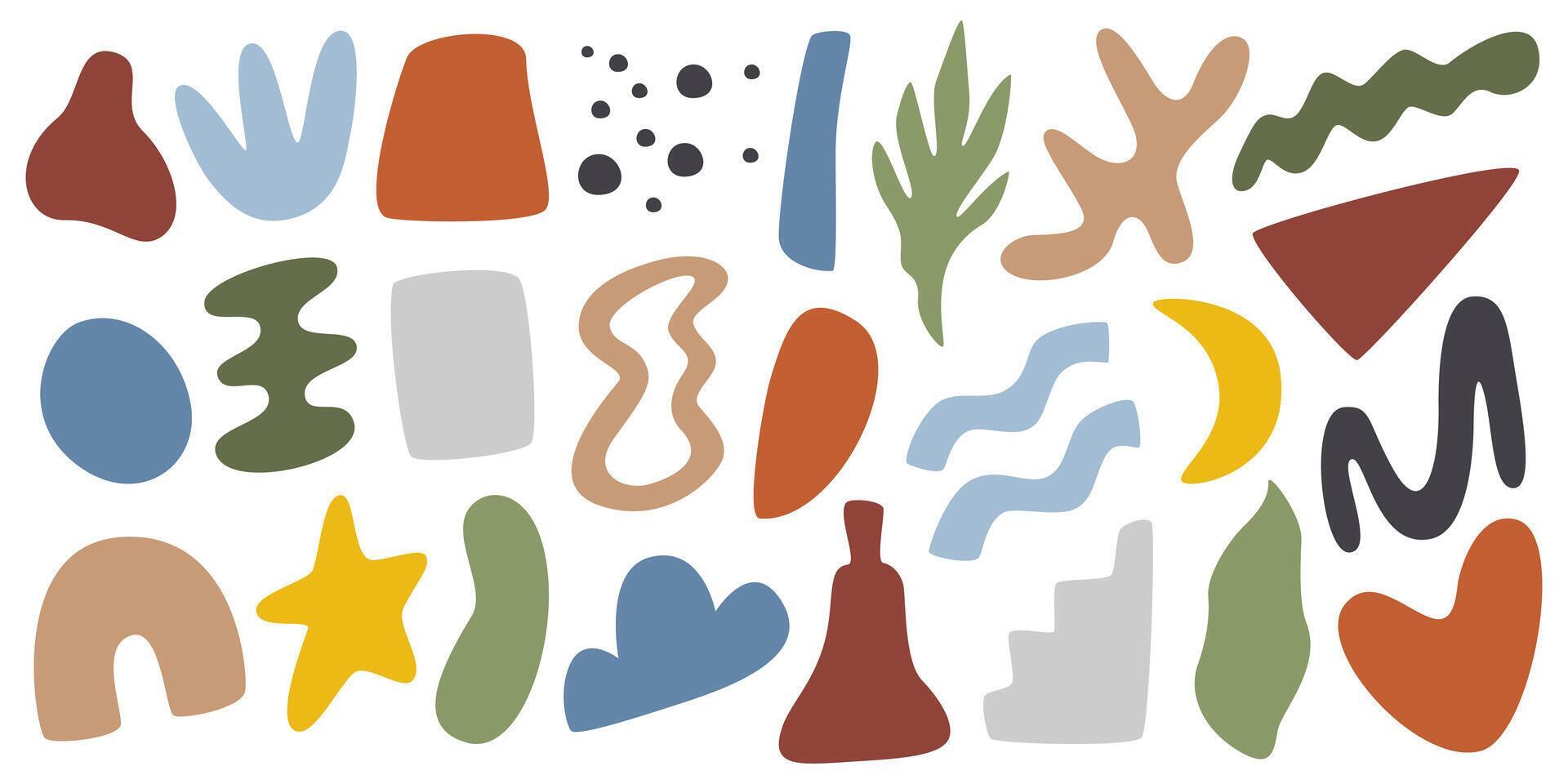 Authentic pastel blobs and organic silhouette set. Boho abstract doodle design elements ...