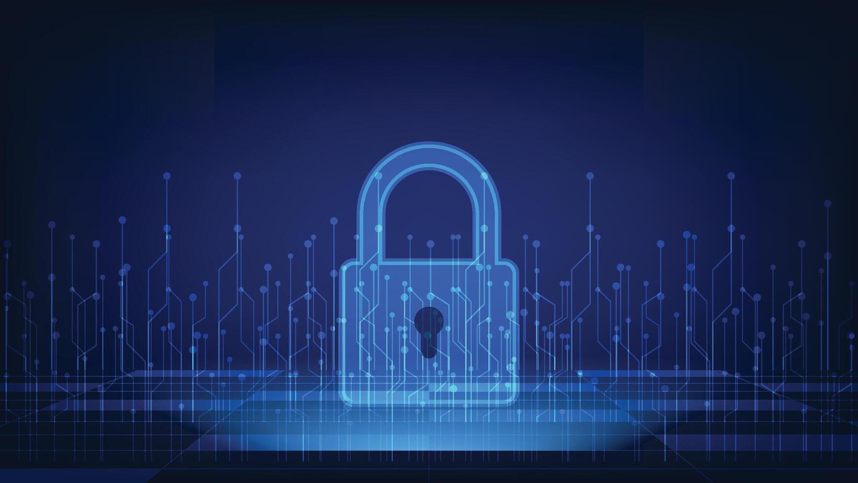 cyber security technology concept. digital padlock with virtual screen ...