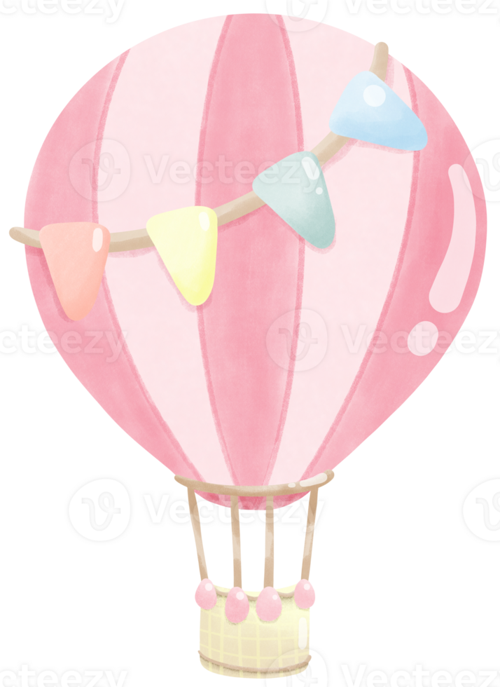 Pink hot air balloon 38441105 PNG