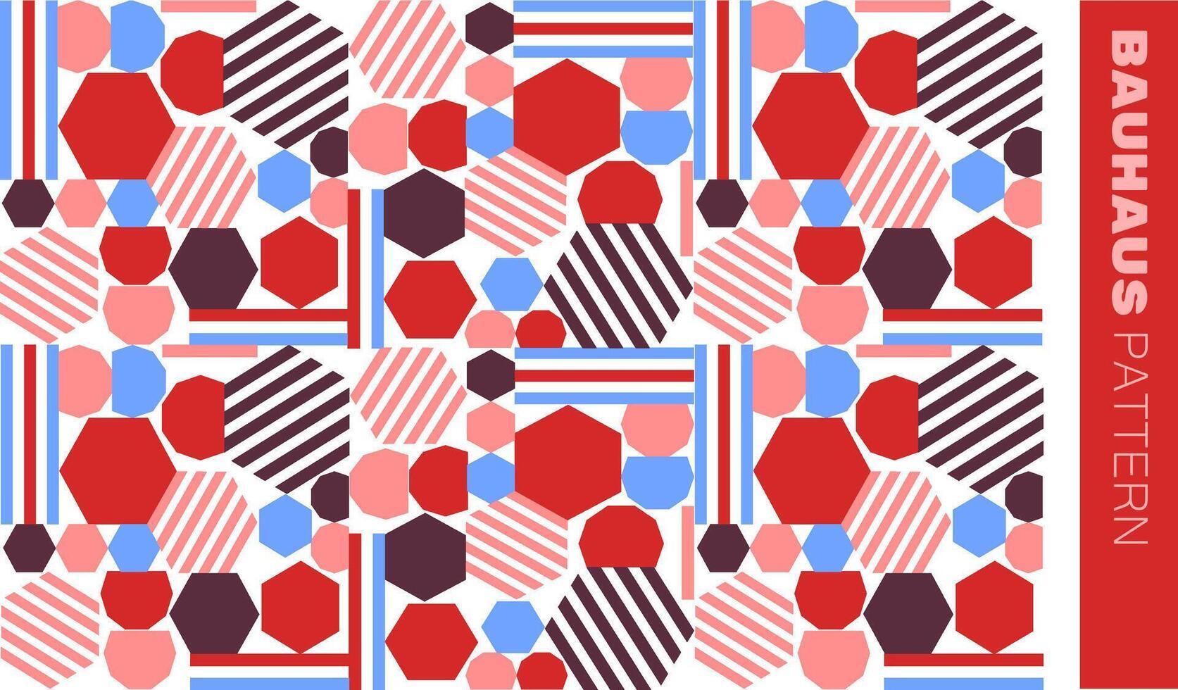 Geometric Shape Red Colors Pattern Background Design Vector Illustration Bauhaus Style
