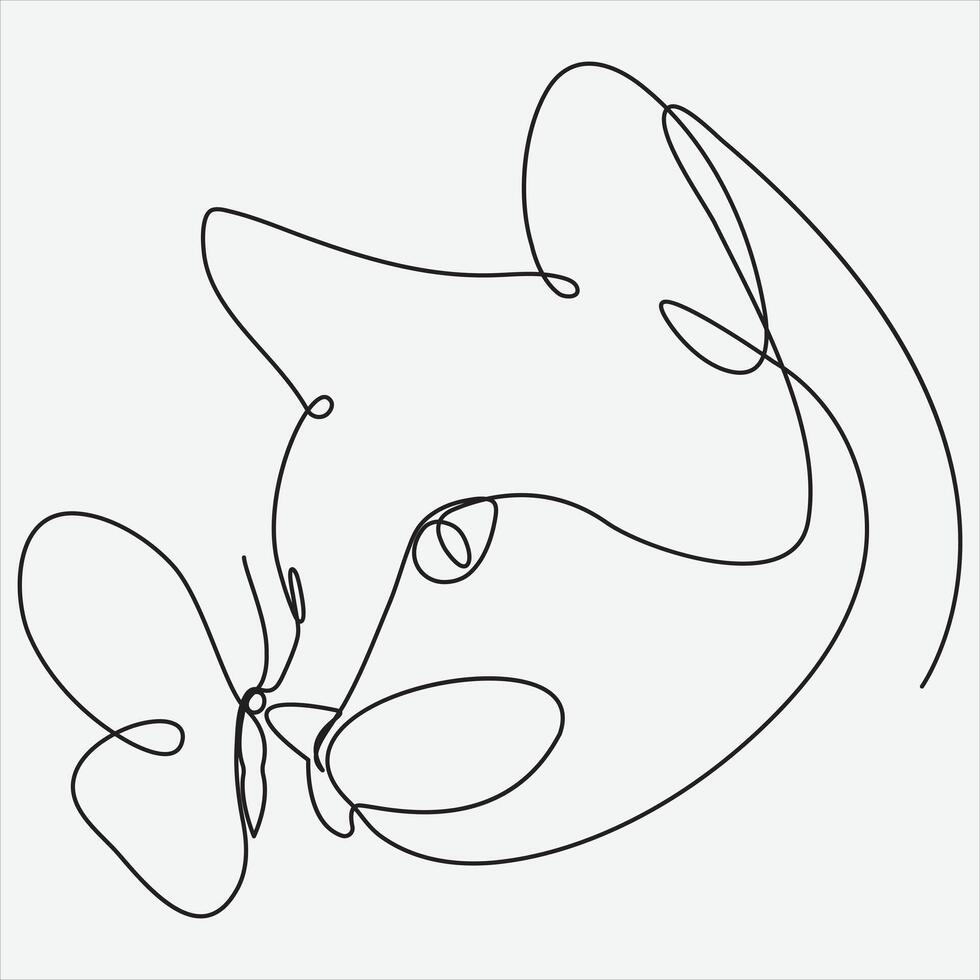 Continuous line hand drawing vector illustration cat art 38450063 ...