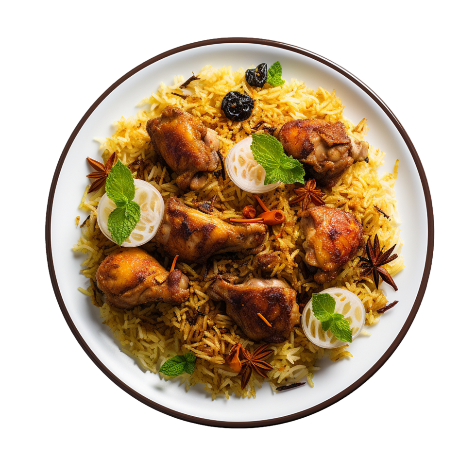AI generated A plate of chicken biryani png isolated on transparent ...