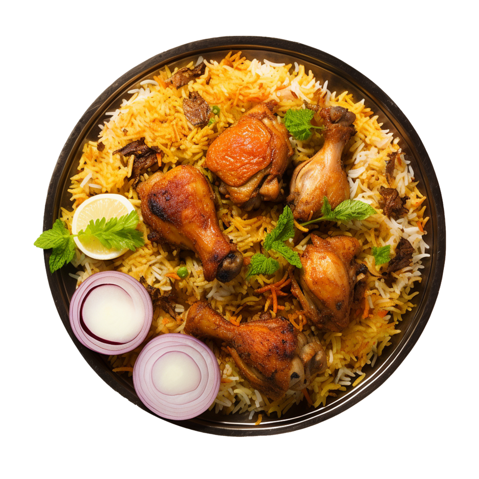 AI generated A plate of chicken biryani png isolated on transparent ...