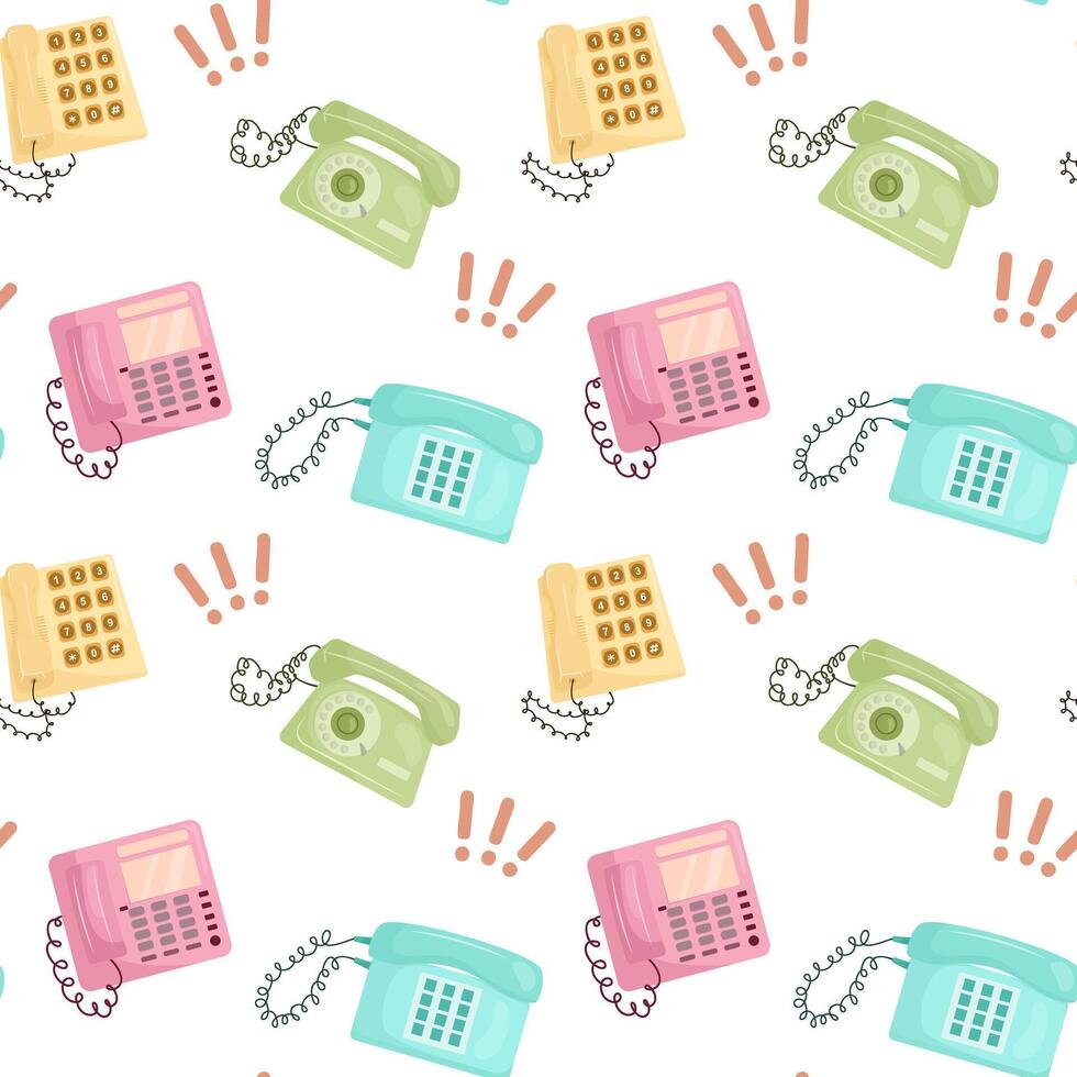 Vector pattern with retro phones and exclamation marks 38450562 Vector ...
