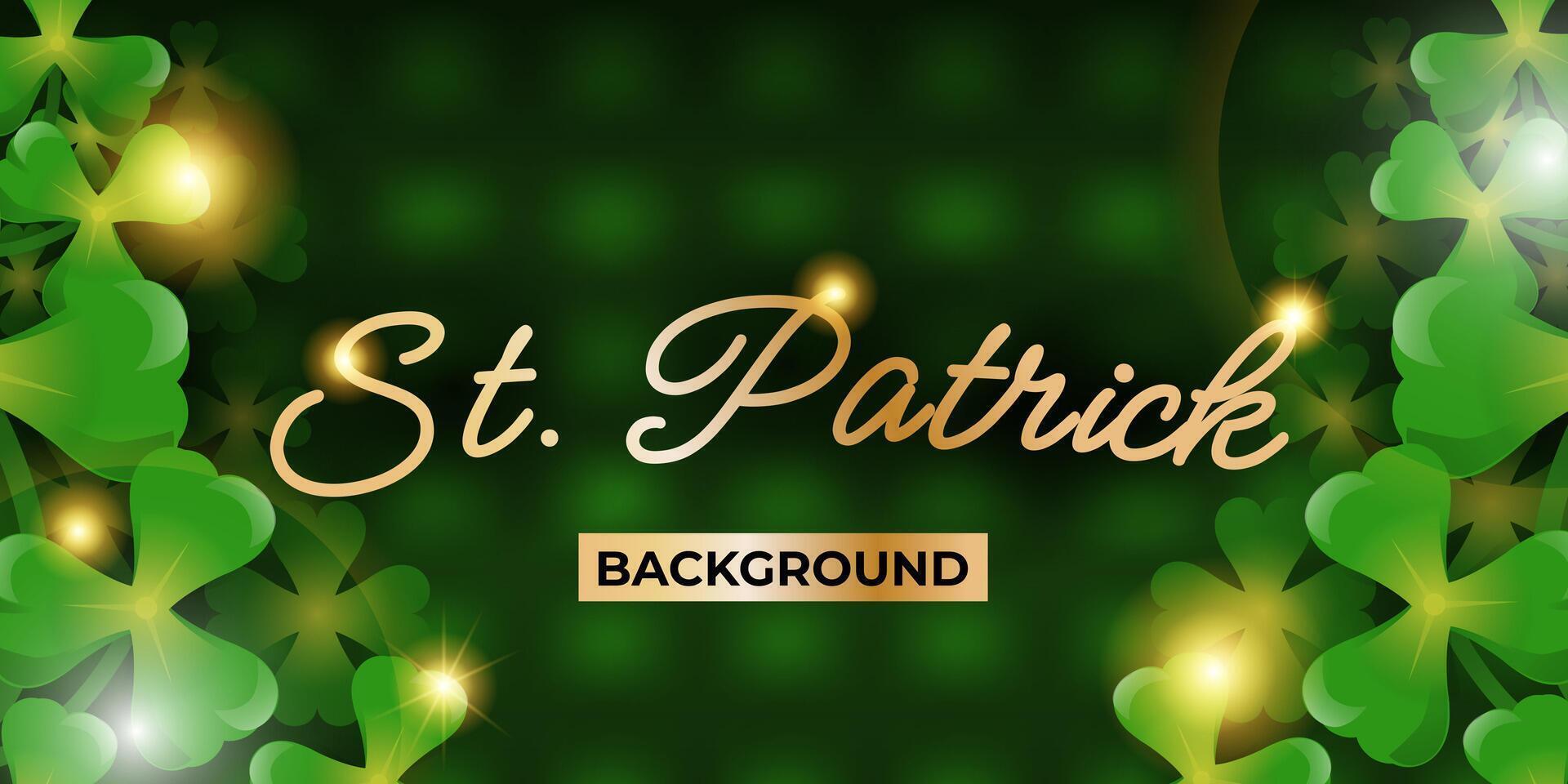 St Patricks Day Abstract Green Background Decorated With Shamrock