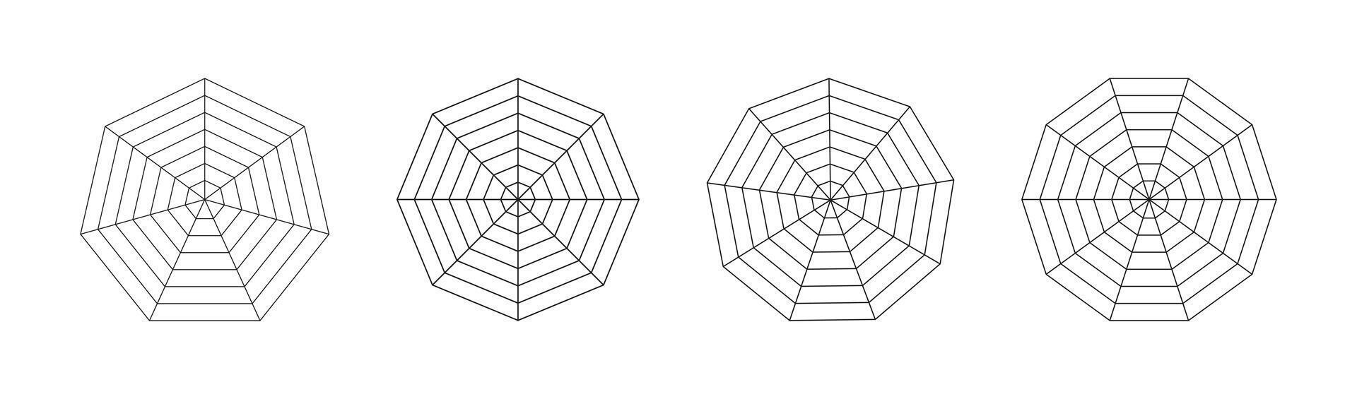 Radar, spider diagram template. Spider mesh. Polygon web graphs icon ...