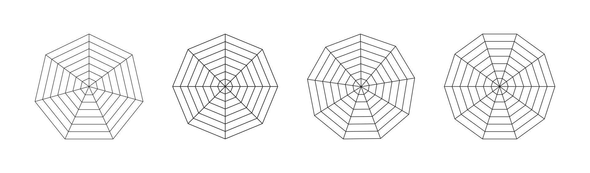 Radar, spider diagram template. Spider mesh. Polygon web graphs icon ...