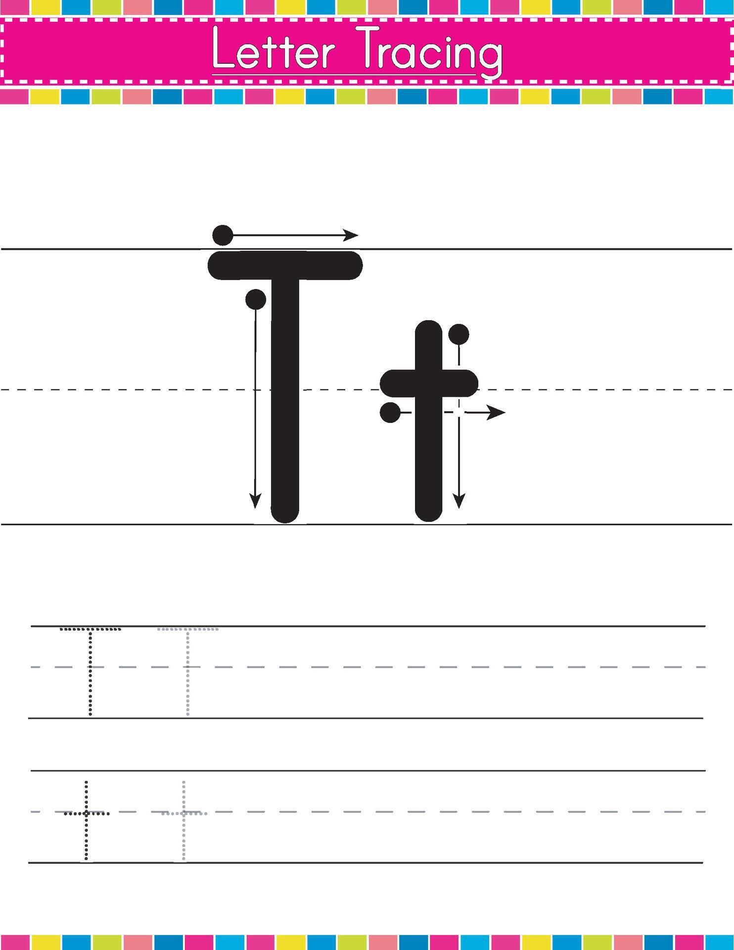 T alphabet tracing worksheet 38456948 Vector Art at Vecteezy