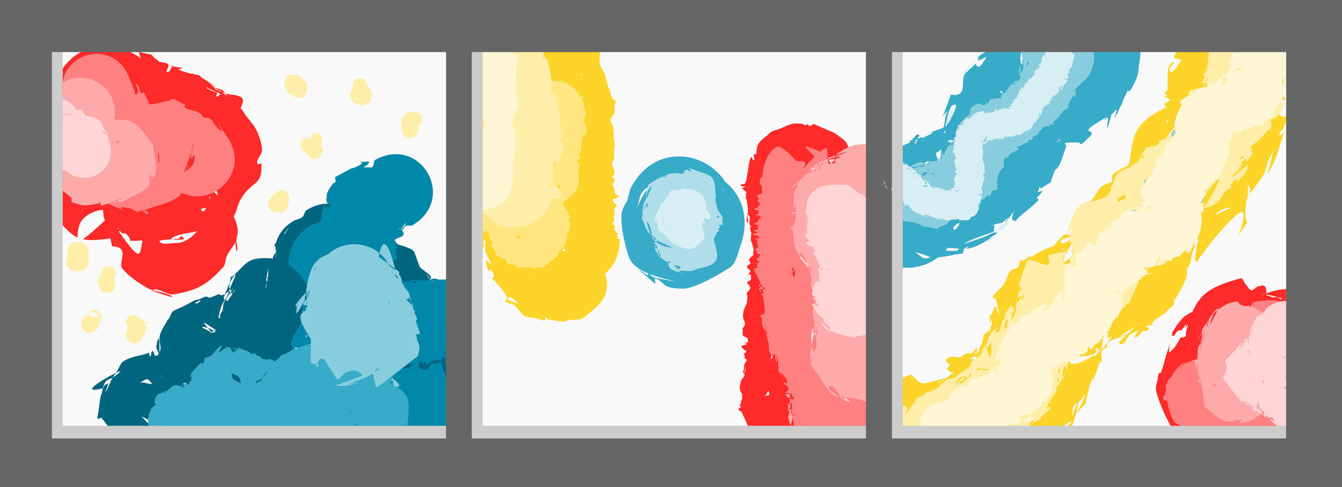 Set of abstract arts with pastel color. Hand painted illustration with ...