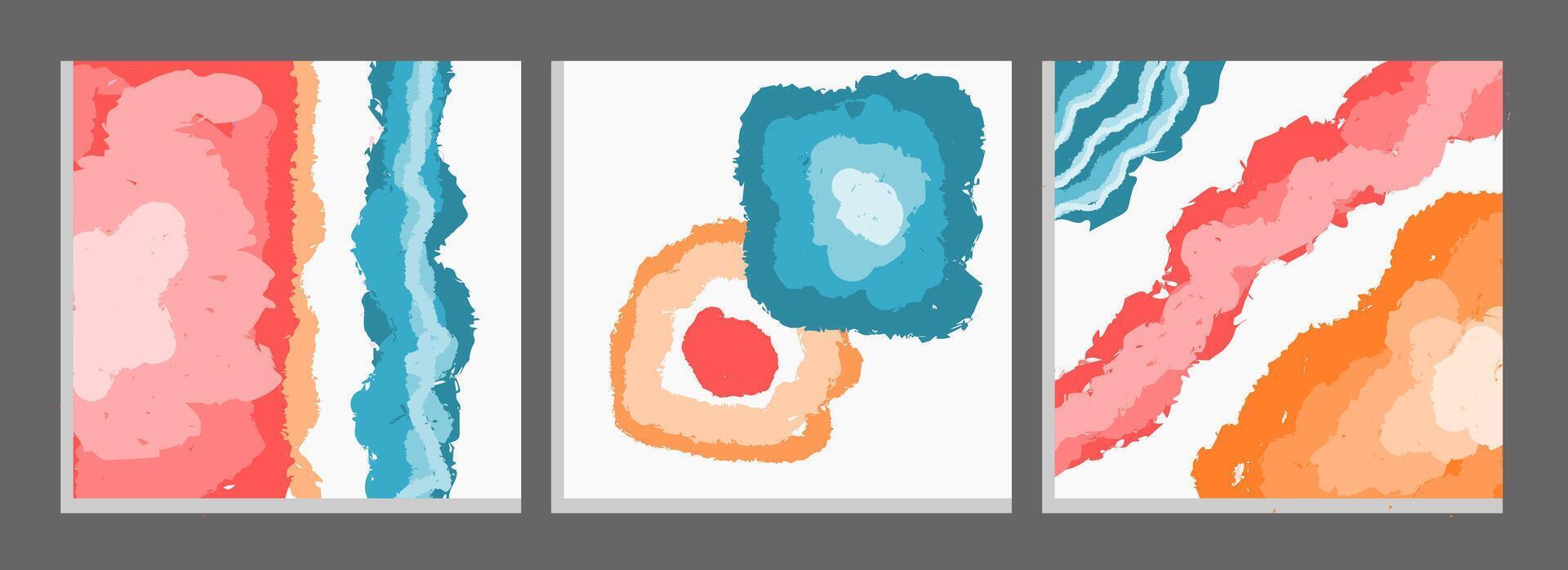 Set of abstract arts with pastel color. Hand painted illustration with ...