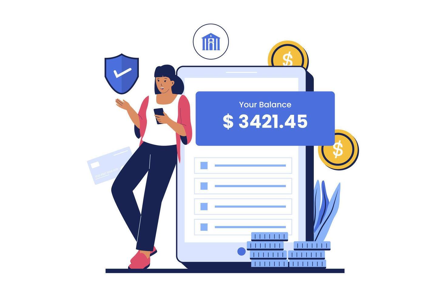Bank account balance illustration 38459130 Vector Art at Vecteezy