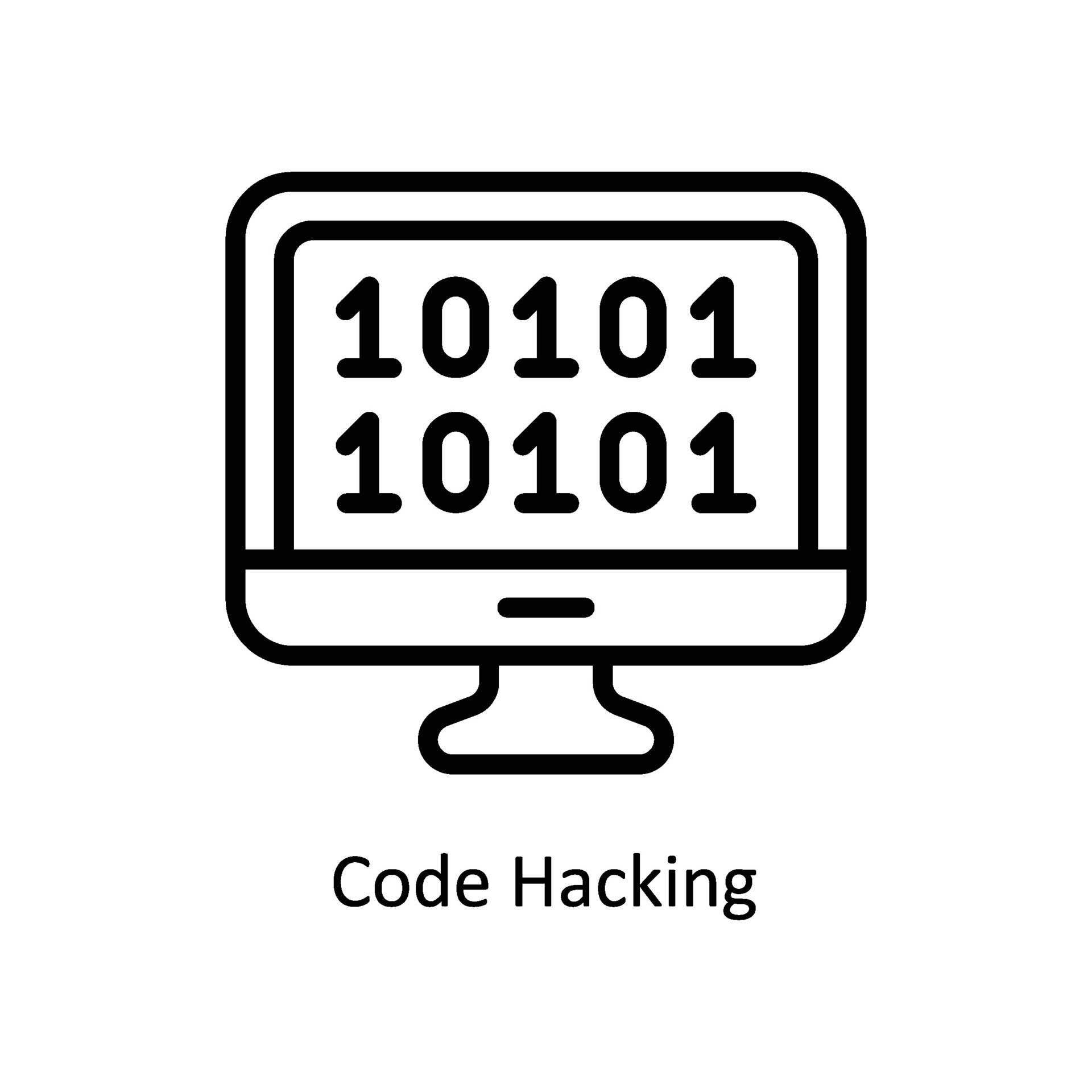 código hackear vector contorno icono estilo ilustración. eps 10 archivo ...