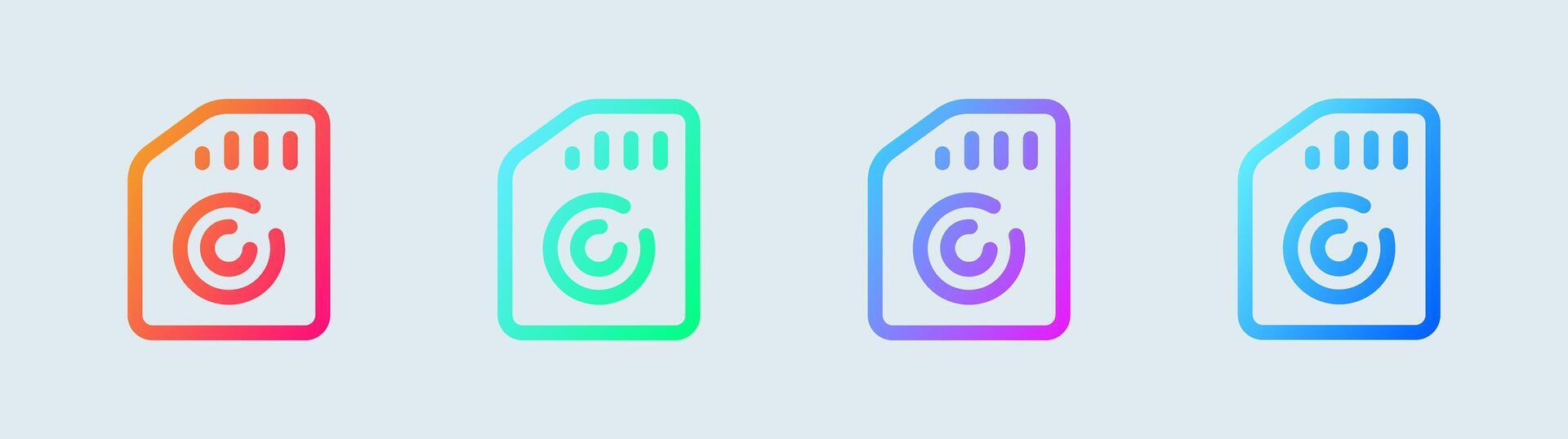 Memory Usage Line Icon In Gradient Colors Storage Signs Vector