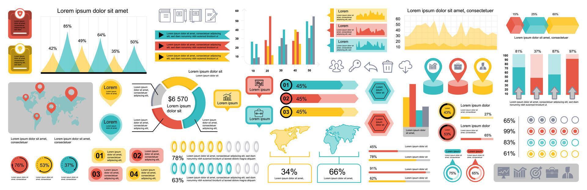 Mega set of infographic elements data visualization vector design ...