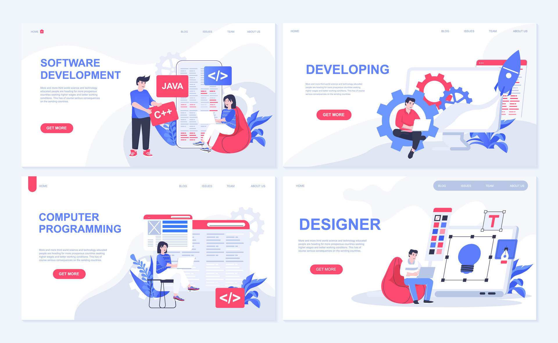 Software Development Web Concept For Landing Page In Flat Design Computer Programming Program 6482