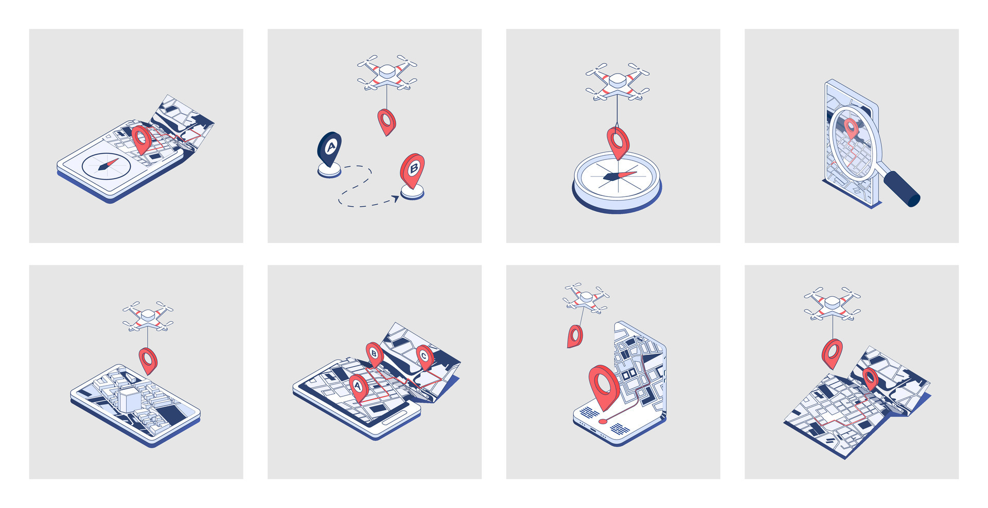 Gps Navigation Concept Of Isometric Icons In 3d Isometry Design For Web