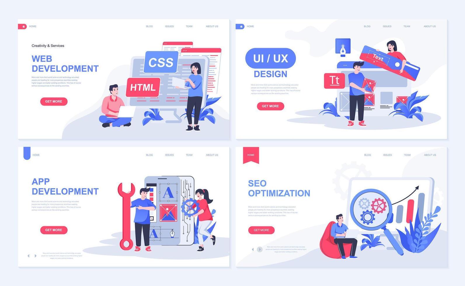 Web Development Concept For Landing Page In Flat Design App Creating With Ui Ux Designing Html