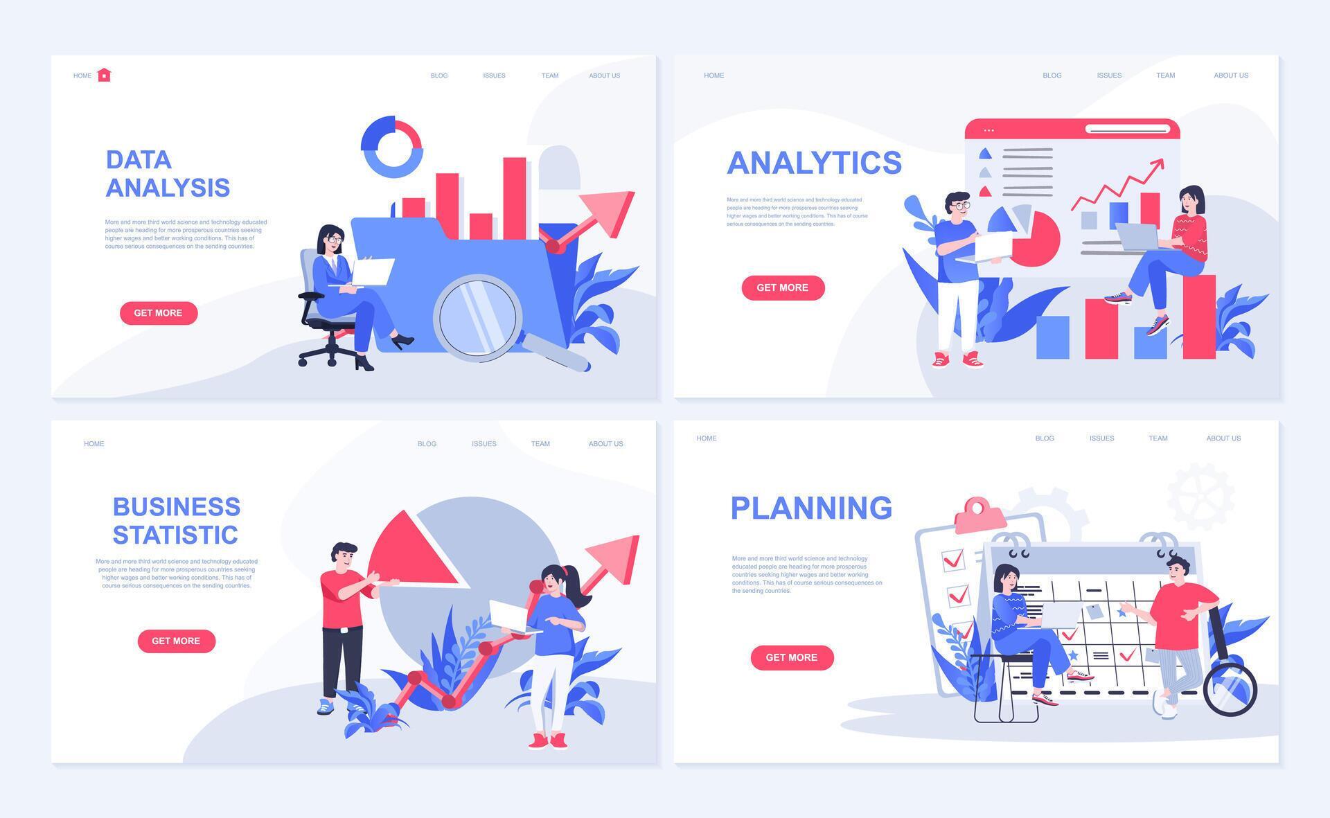 Data analysis web concept for landing page in flat design. Business ...
