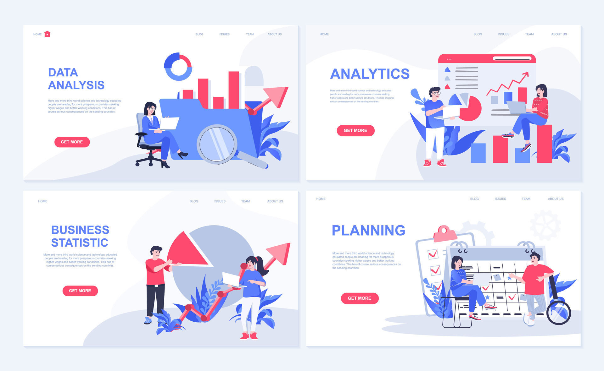 Data analysis web concept for landing page in flat design. Business ...