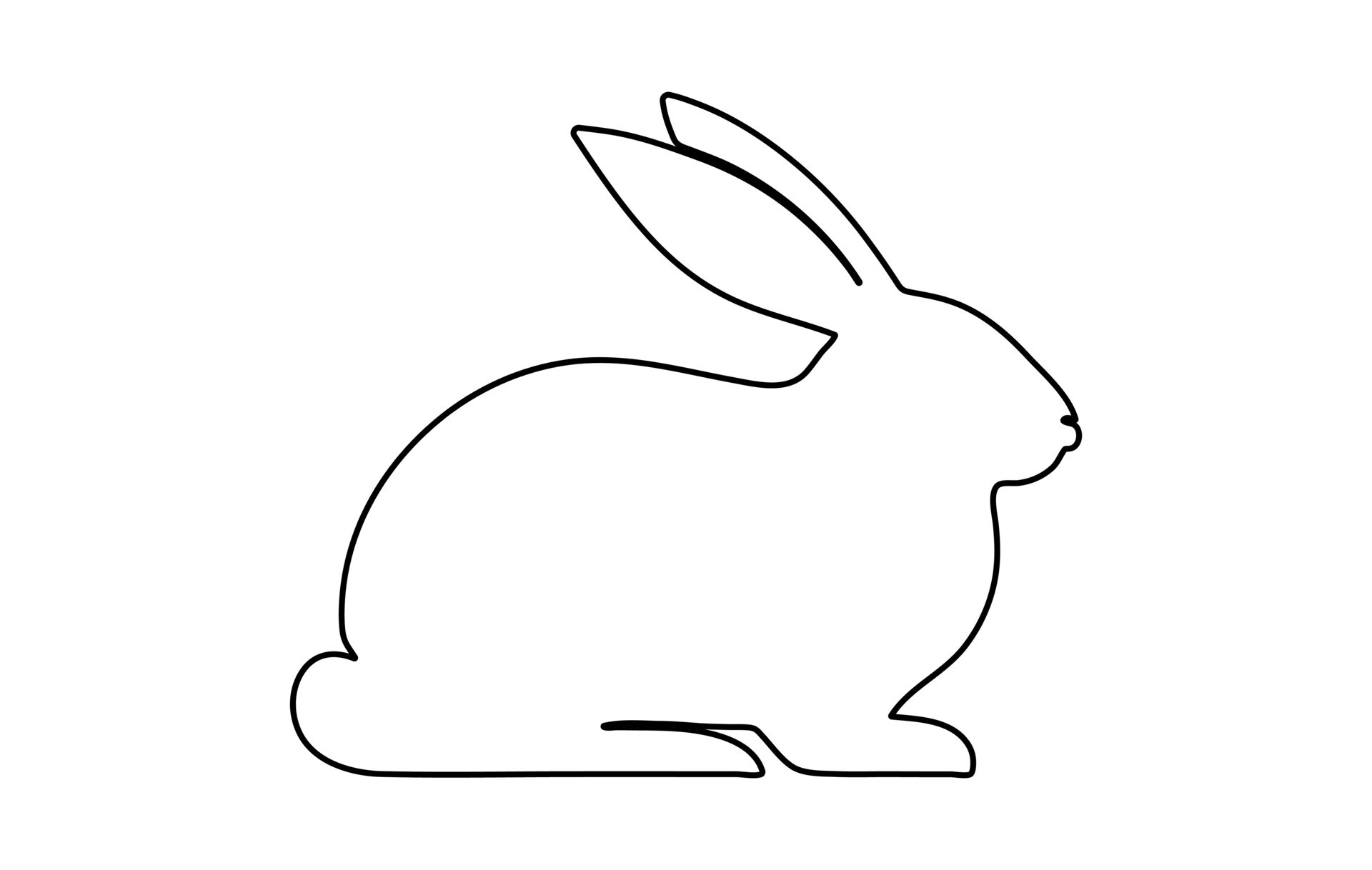 Rabbit outline. Easter Bunny. Isolated on white background. A simple ...