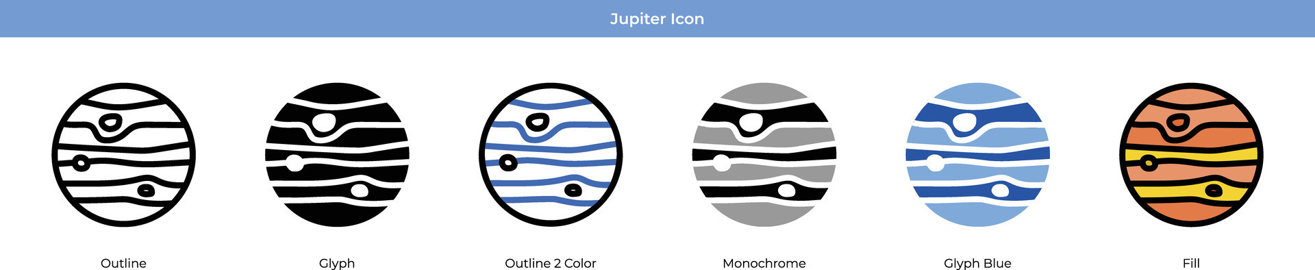 Jupiter Icon Set 38479341 Vector Art at Vecteezy