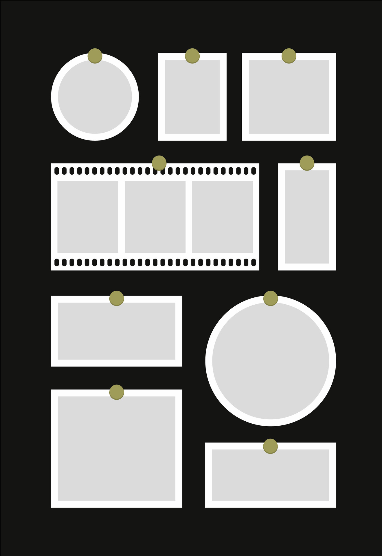 Pictures or photos frame collage. comics page grid layout abstract photo frames and digital ...