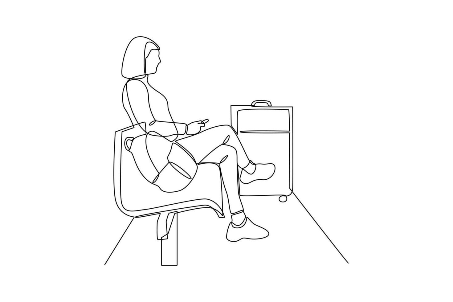 One continuous line drawing of passenger activities concept. Doodle ...