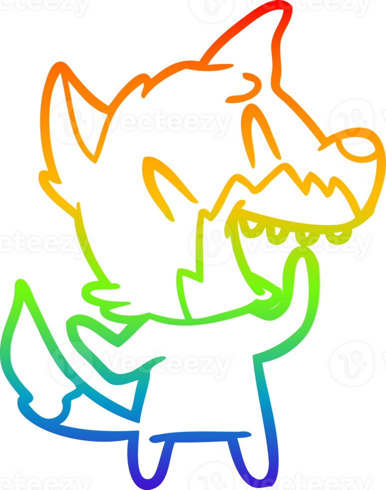 rainbow gradient line drawing laughing fox cartoon 38483812 PNG