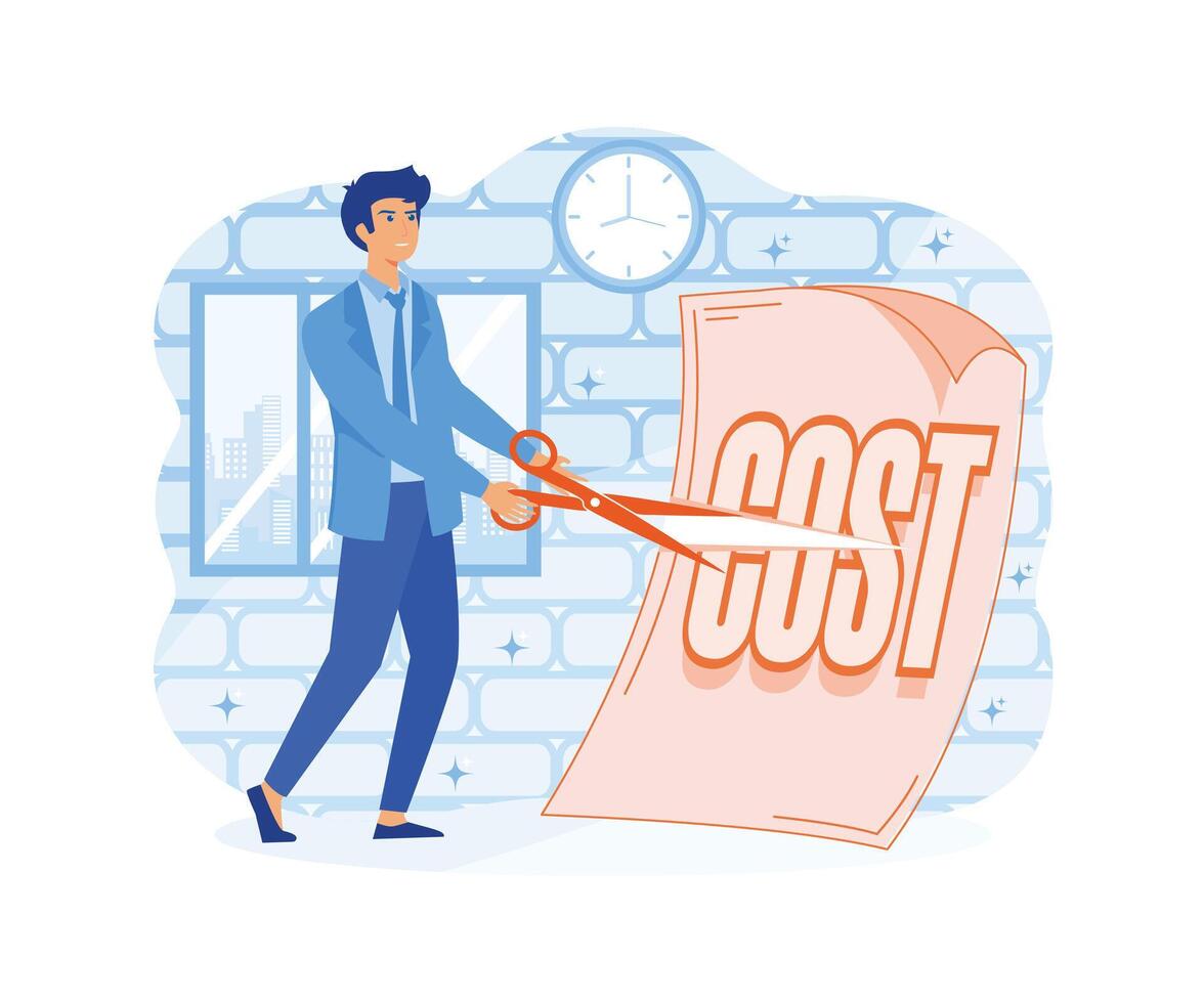 Businessman cutting cost. Cost reduction, cost cutting and efficiency ... Businessman cutting cost. Cost reduction, cost cutting and efficiency ...