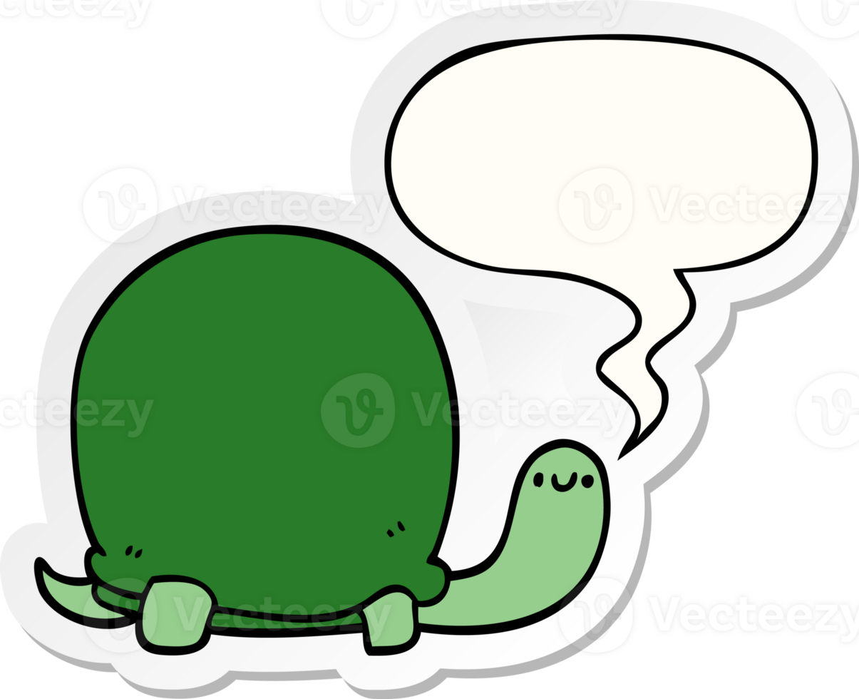 Cute Cartoon Tortoise And Speech Bubble Sticker 38485970 Png