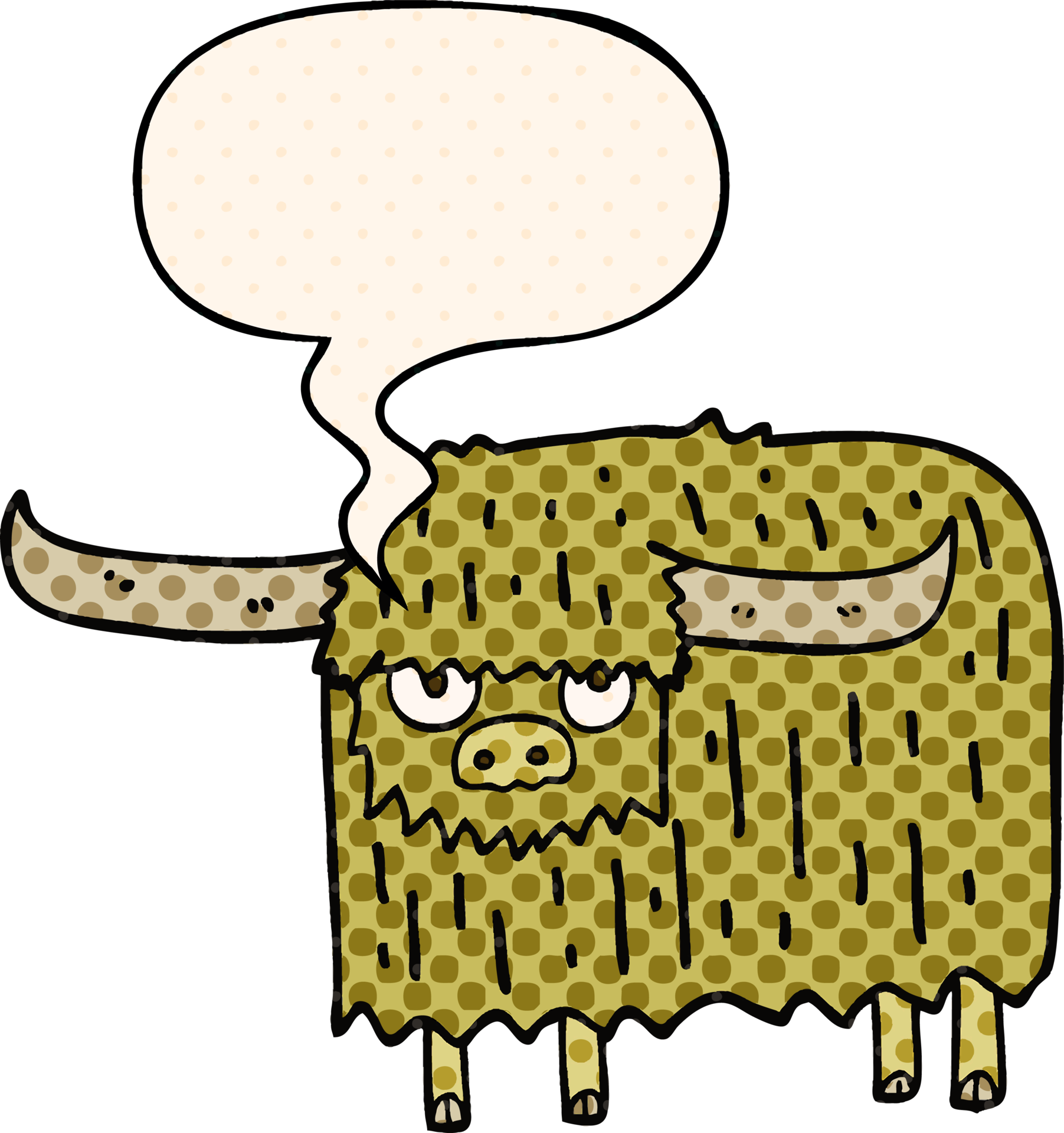 Cartoon Hairy Cow And Speech Bubble In Comic Book Style 38487669 Png