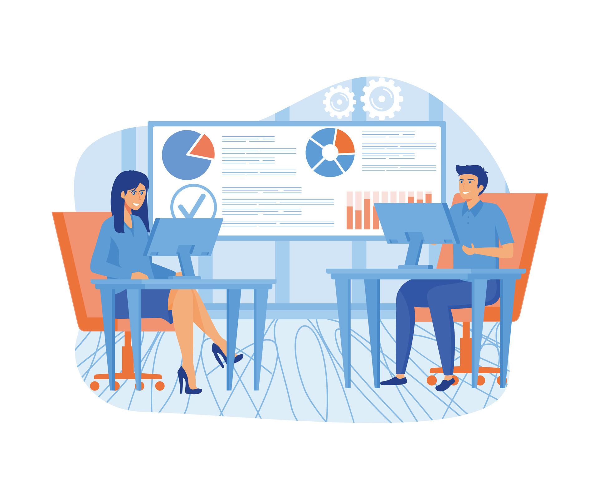 Big Data Analysis Concept Professional Team Working Together Data