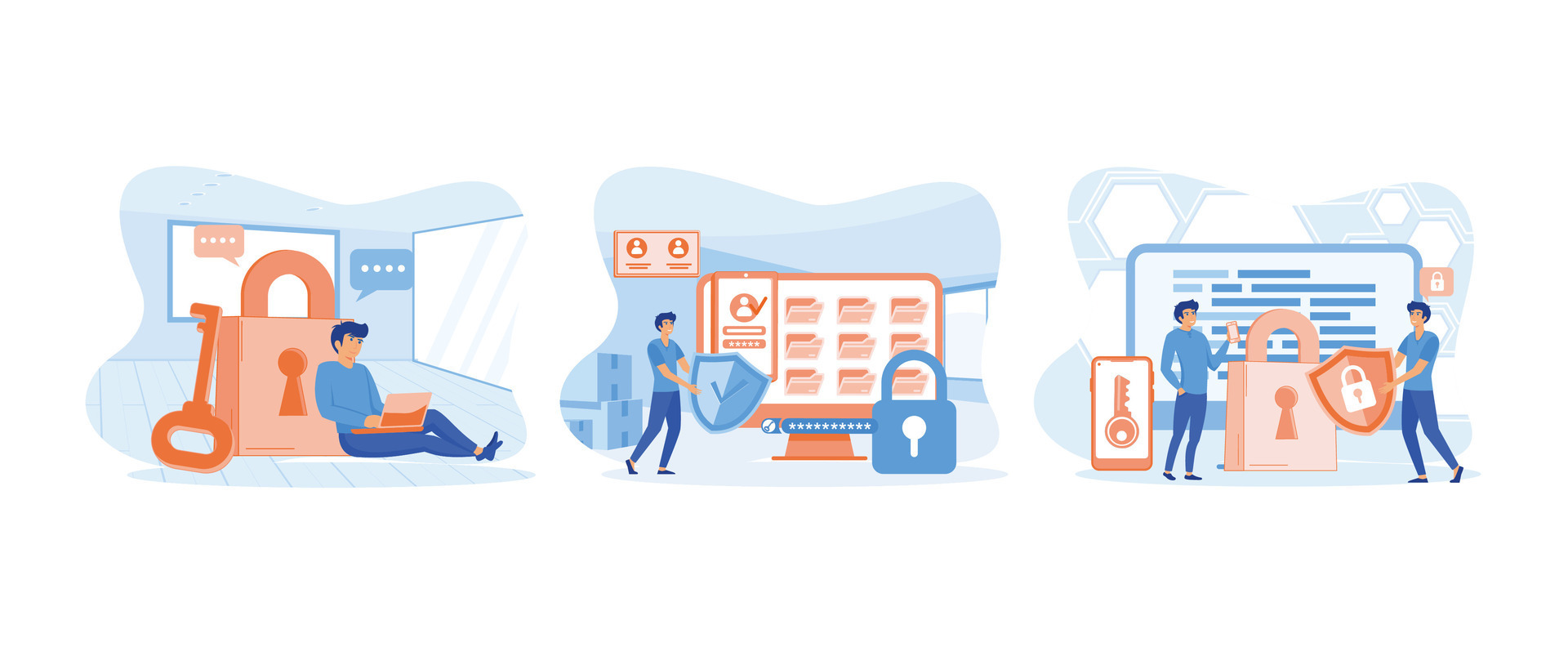 Privacy Data Protection Flat Personal Cyber Data Security User With